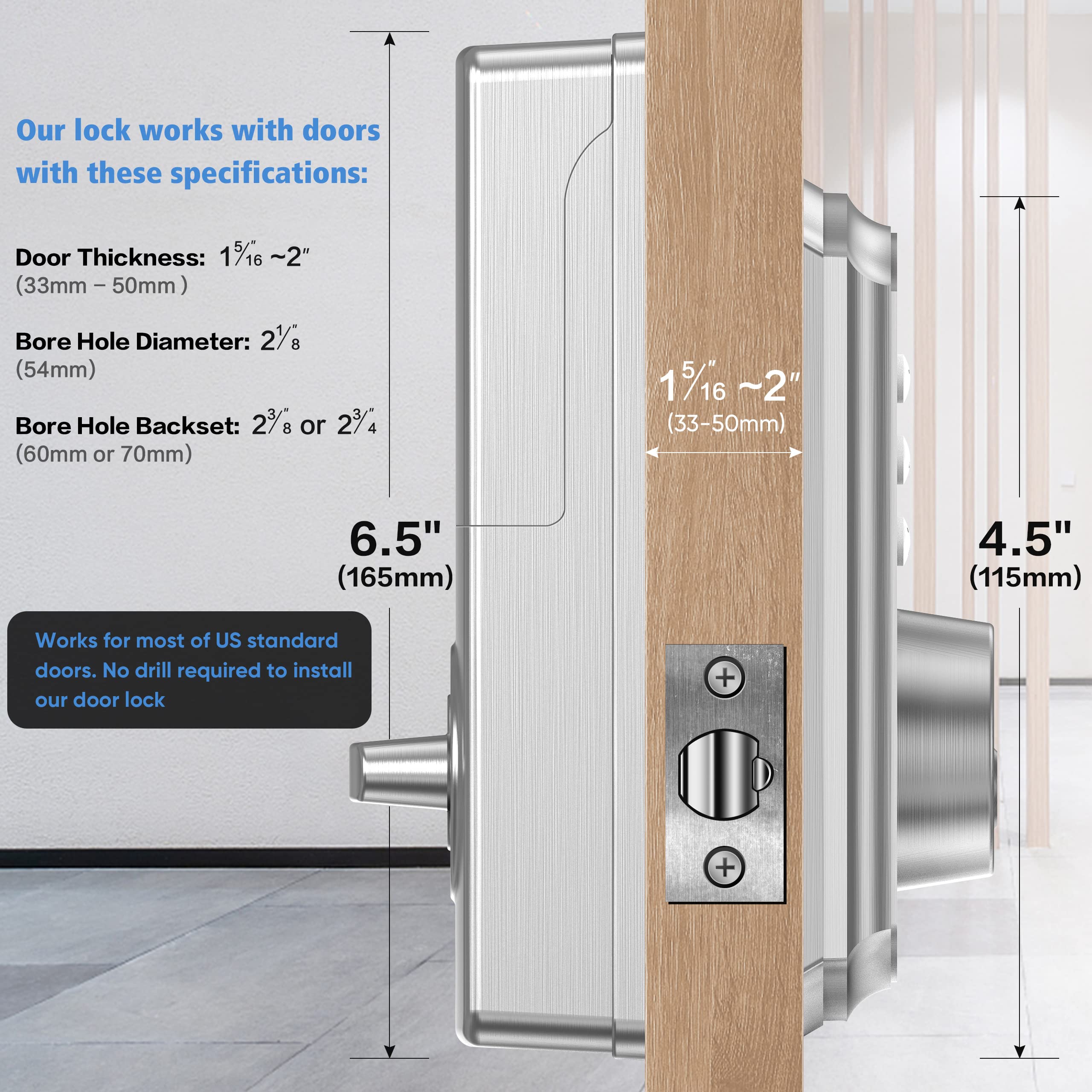 Buy Wi-Fi Smart Door Lock, samtechT Keyless Entry Door Lock, Smart Lock ...