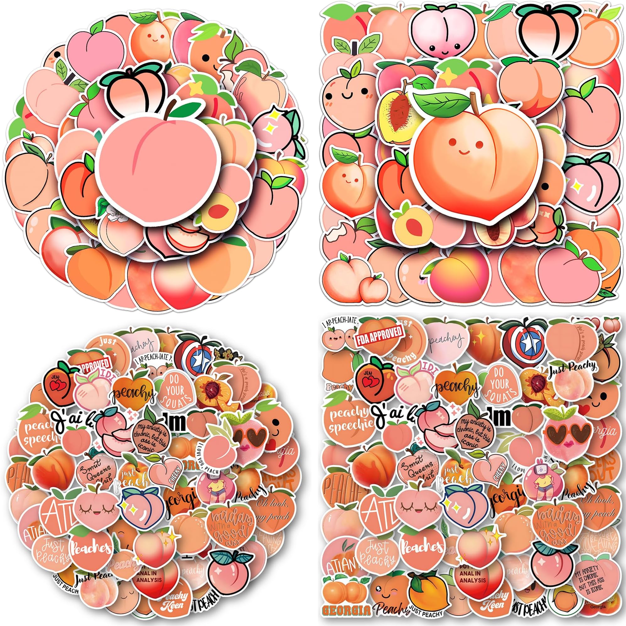 Amazon.com: 110 Pcs Peach Stickers Cute Fruit Stickers Pink Aesthetic ...