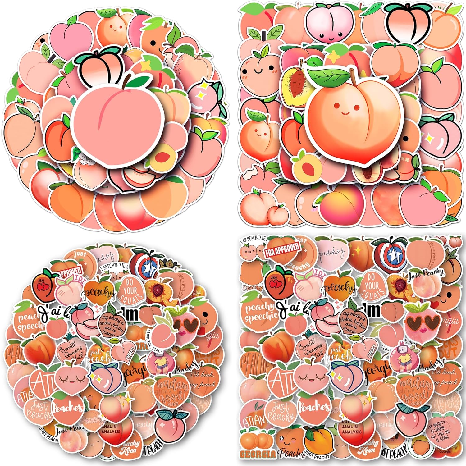 Amazon.com: 110 Pcs Peach Stickers Cute Fruit Stickers Pink Aesthetic ...