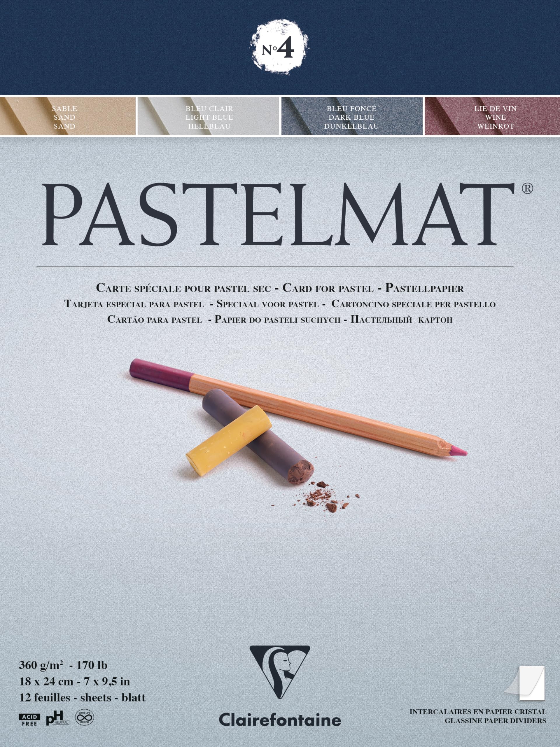 Clairefontaine - Ref 96110C - Pastelmat Pastel Card Pad No.4 (12 Sheets ...