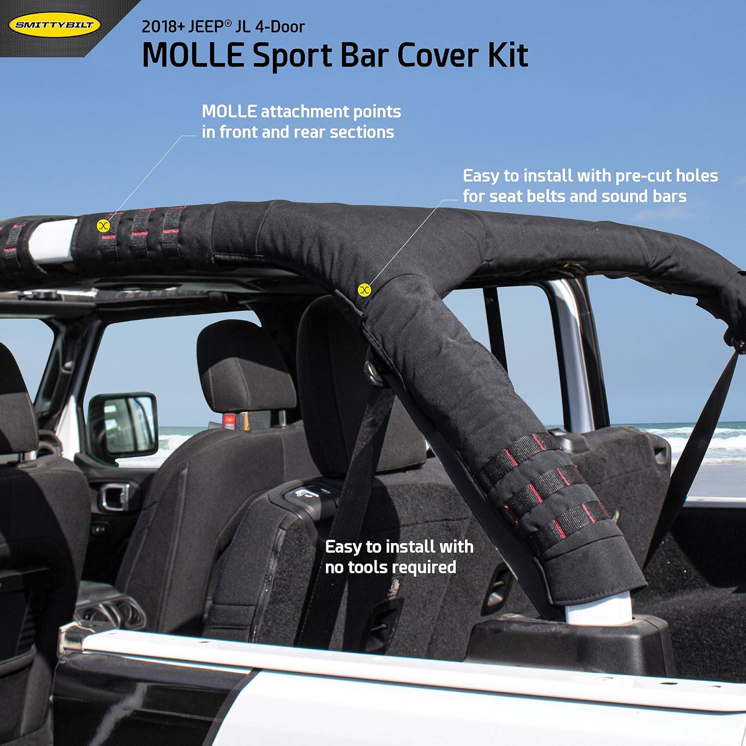 Smittybilt 5667201 MOLLE Sport Bar Cover Kit for Jeep JL 4-Door, Roll ...