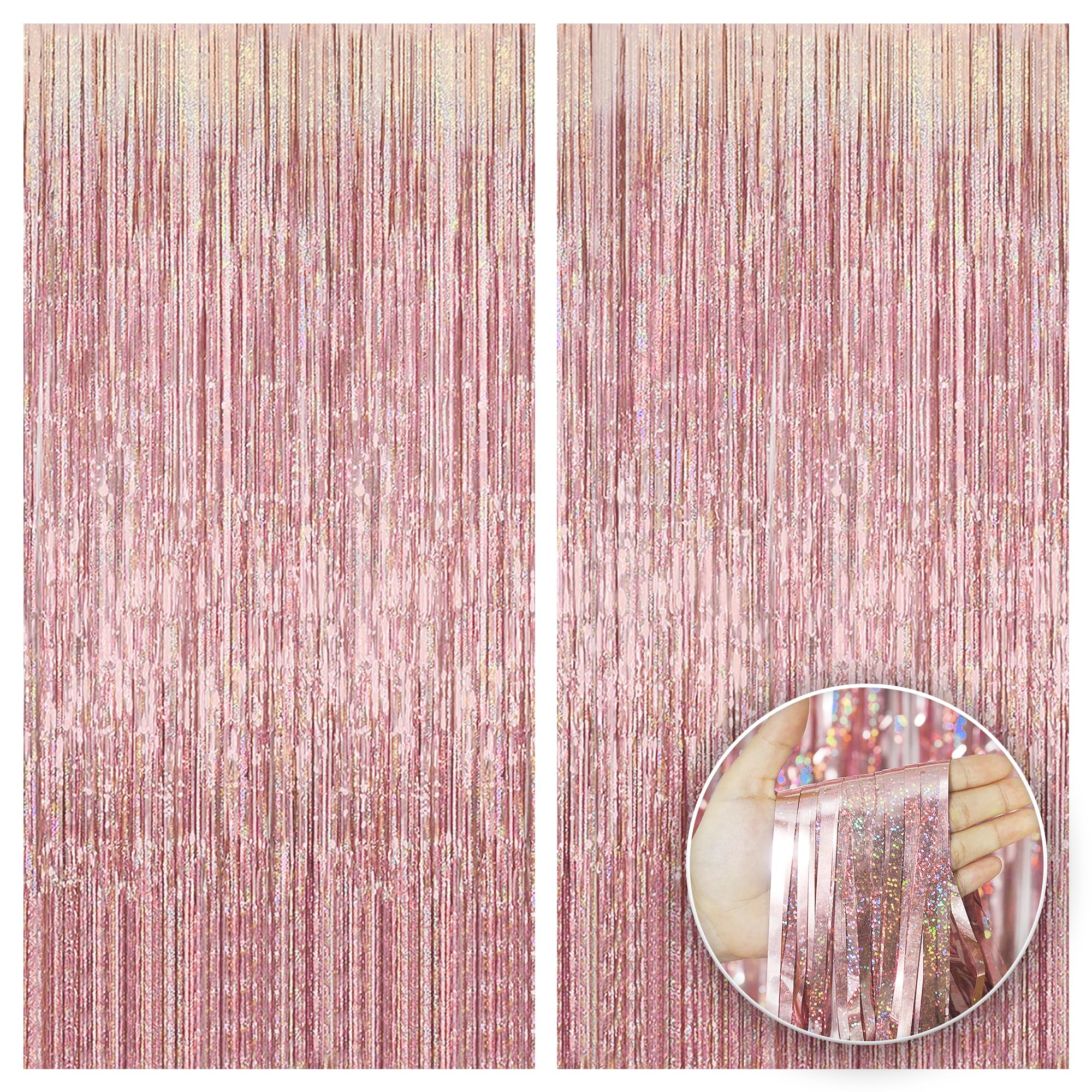 Snapklik.com : Iridescent Rose Gold Fringe Curtain - 3.2x8 Feet, Pack ...