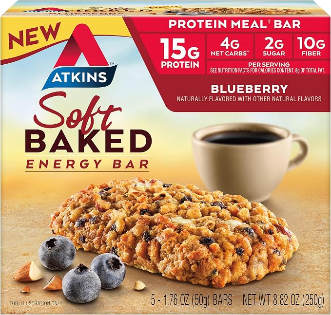 Amazon.com: Atkins Soft Baked Energy Bars, Blueberry, 15g Protein ...