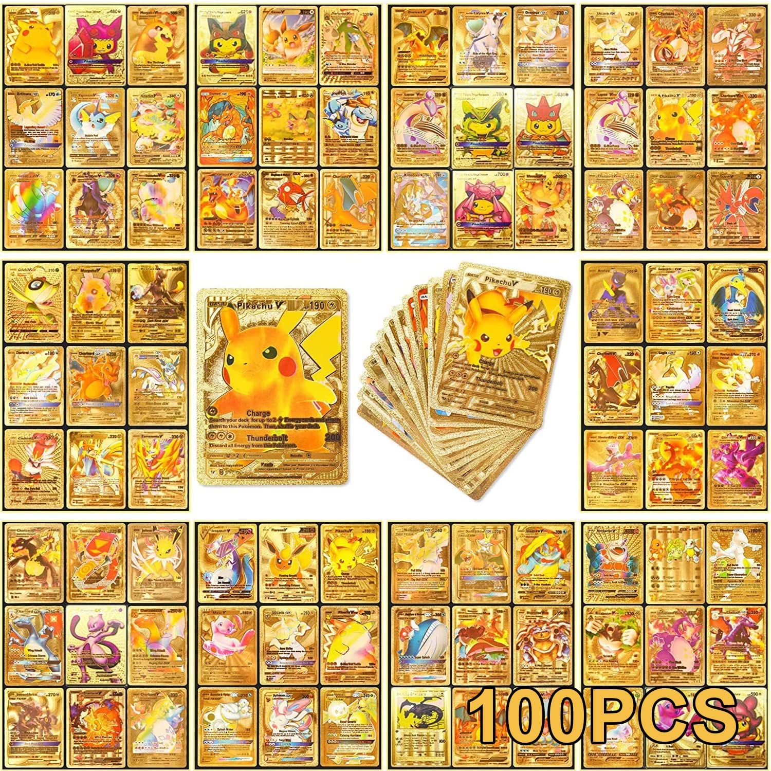 Buy 100PCS The New Gold Foil Rare Cards TCG Deck Box Including Assorted ...