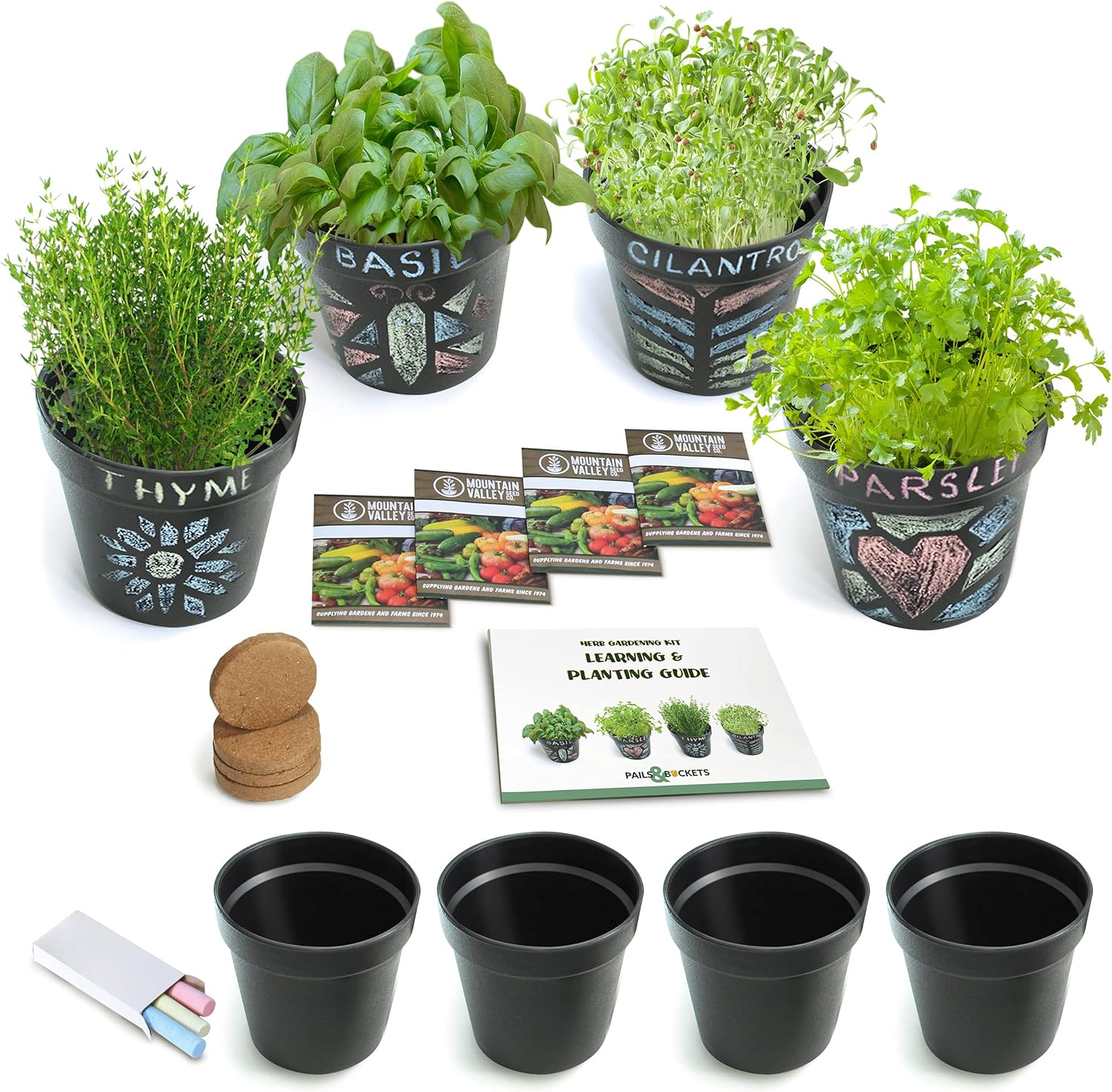Amazon.com : Pails and Buckets Herb Gardening Kit for Kids and Adults ...