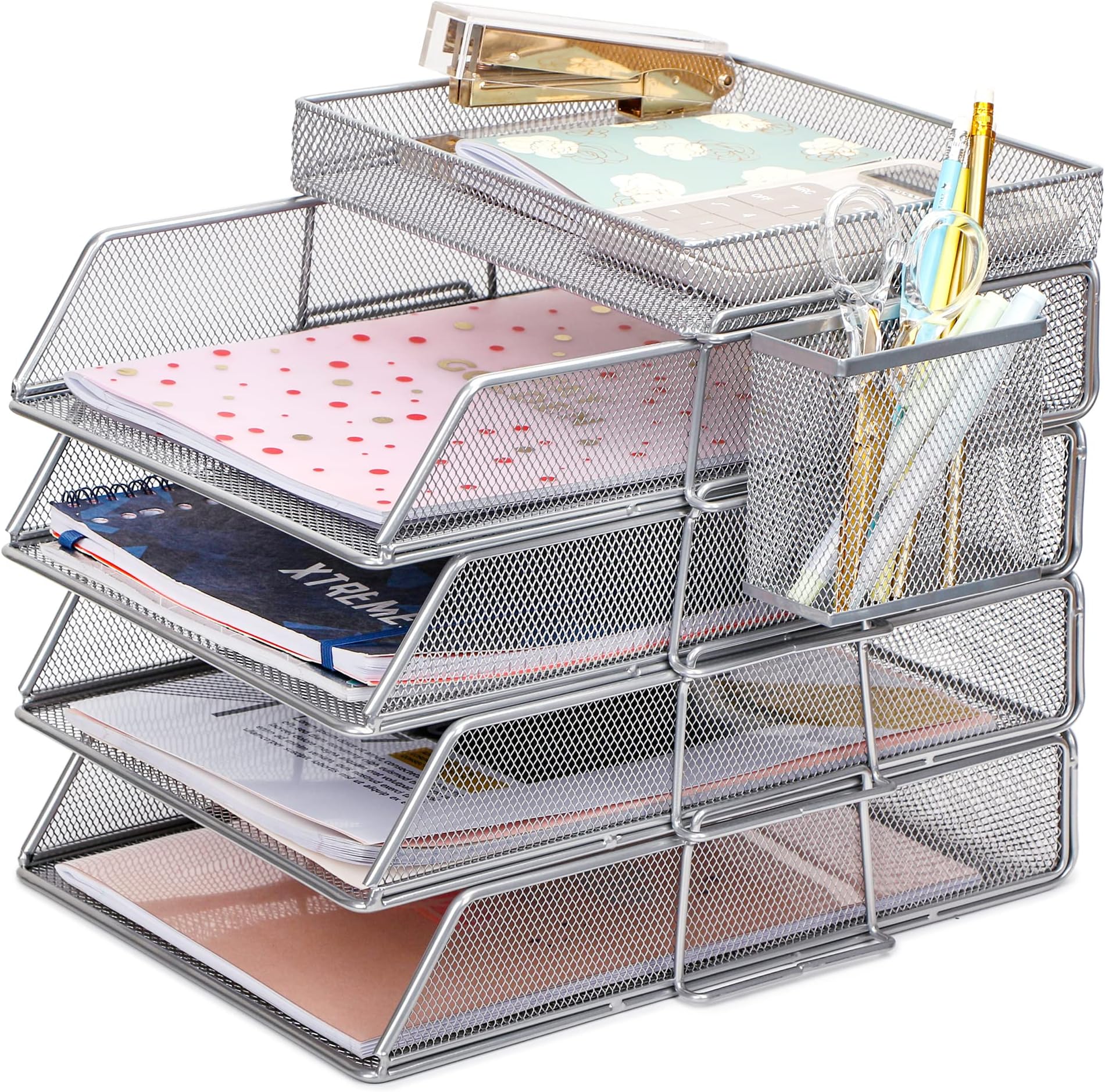 EXERZ Paper Trays Stackable 6pcs including 4 x Sorters, 1 x Top Tray,1 ...