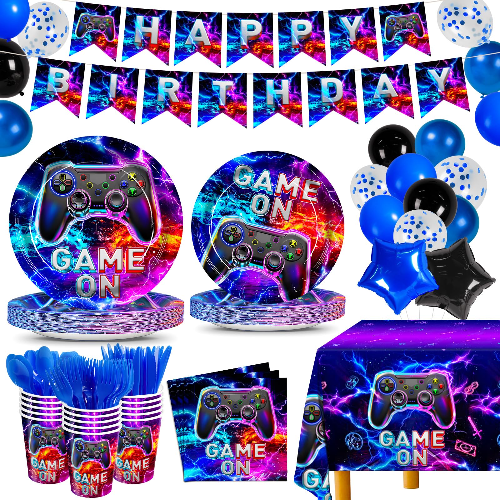 Amazon.com: 214pcs Video Game Party Supplies Game on Birthday Party ...