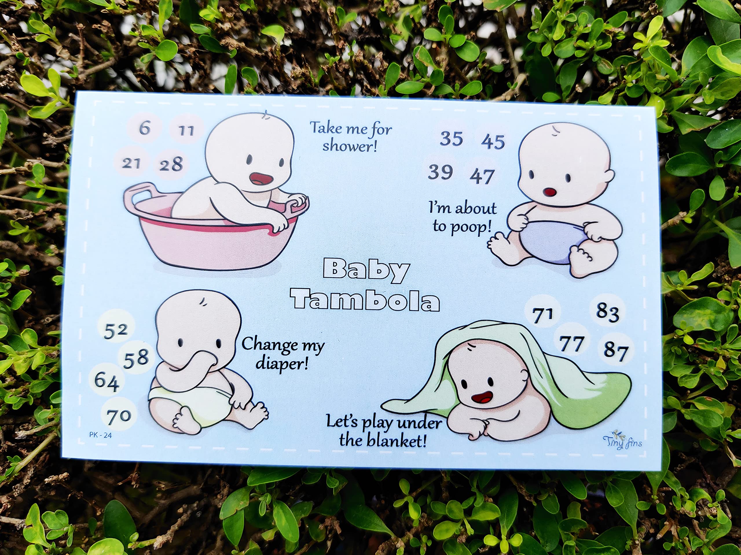 TinyFins Latest Baby Shower Theme tambola Ticket Cards, Baby Shower ...