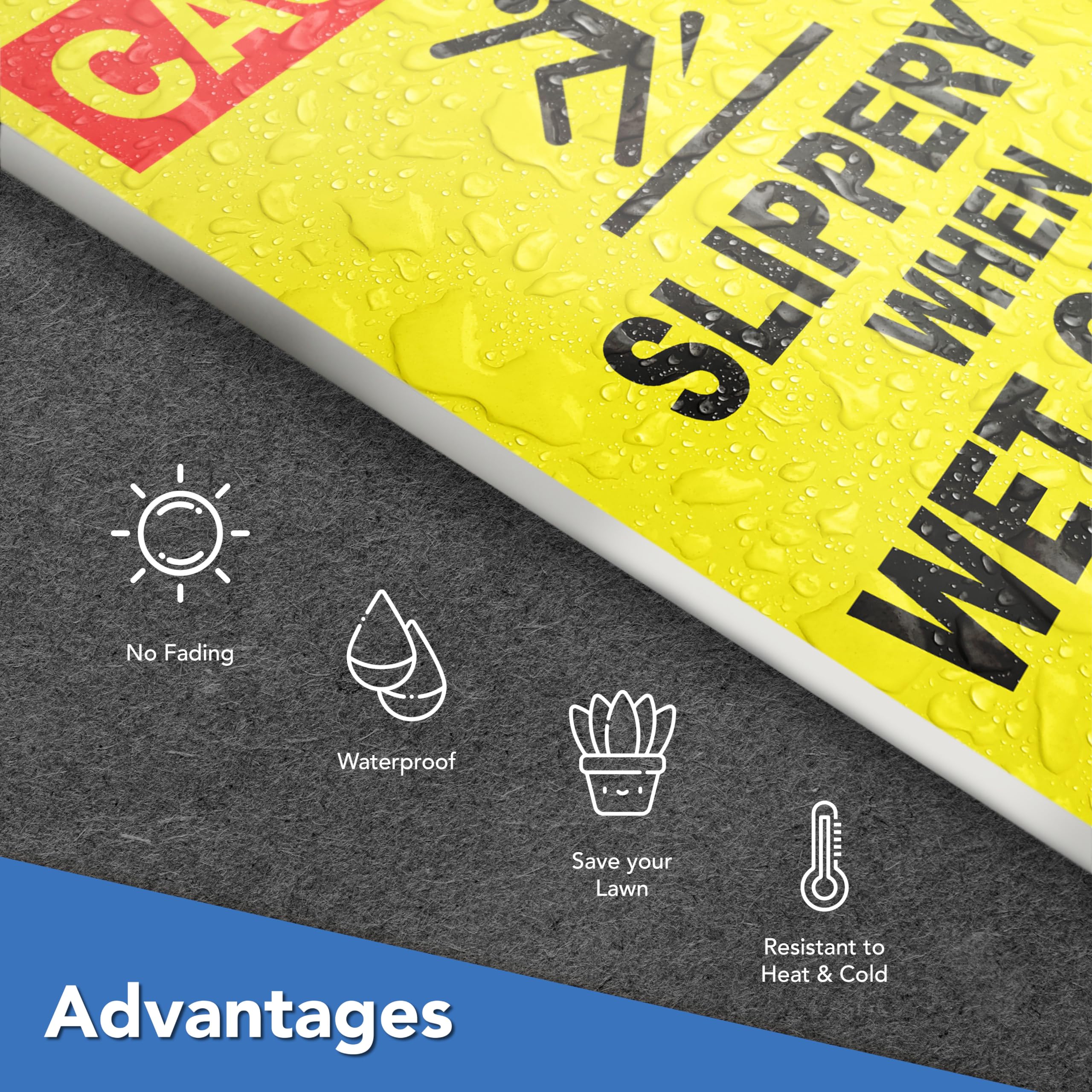 Snapklik.com : Caution Slippery When Wet Or Icy Sign- 8 X 12 Double ...