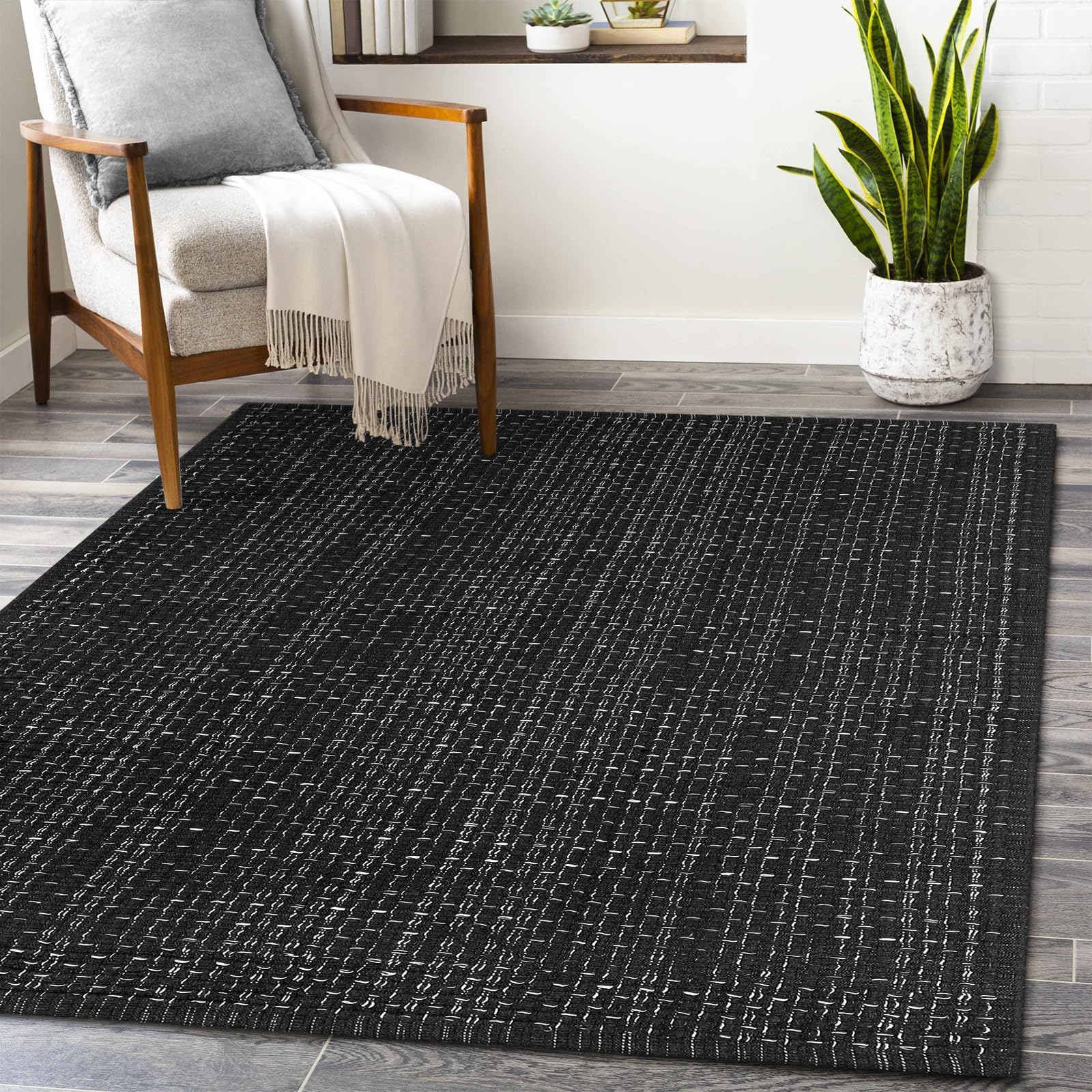 Amazon.com: Sturbridge 2' x 3' Cotton Rag Throw Rug in Black, Hand ...