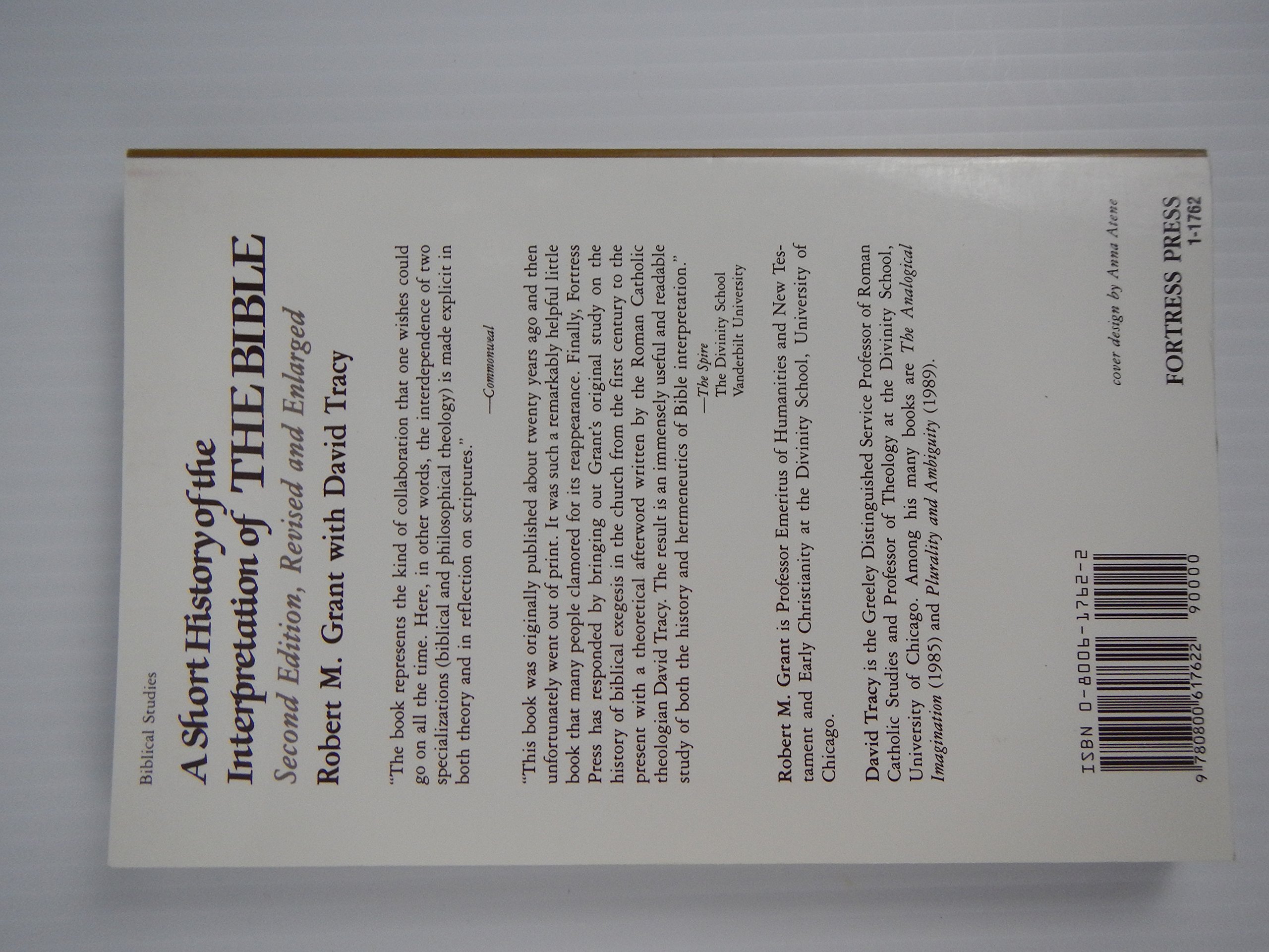 A Short History of the Interpretation of the Bible: David Tracy, Robert ...