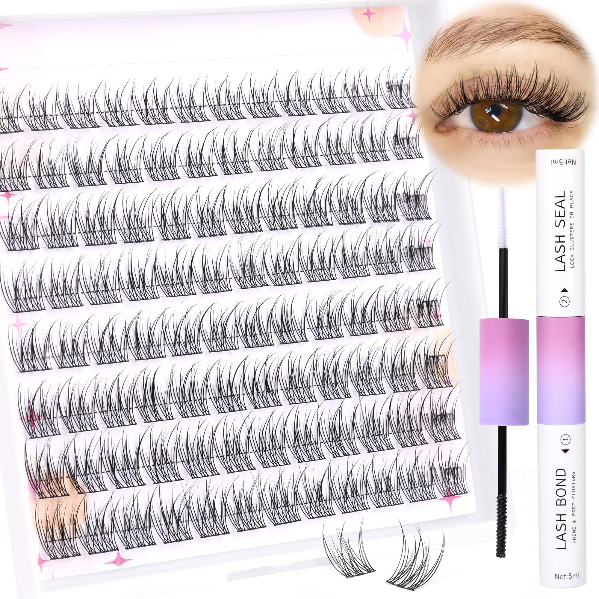 Amazon.com: Wispy Lash Clusters Eyelash Extension 96Pcs Natural Lash Clusters DIY Individual ...