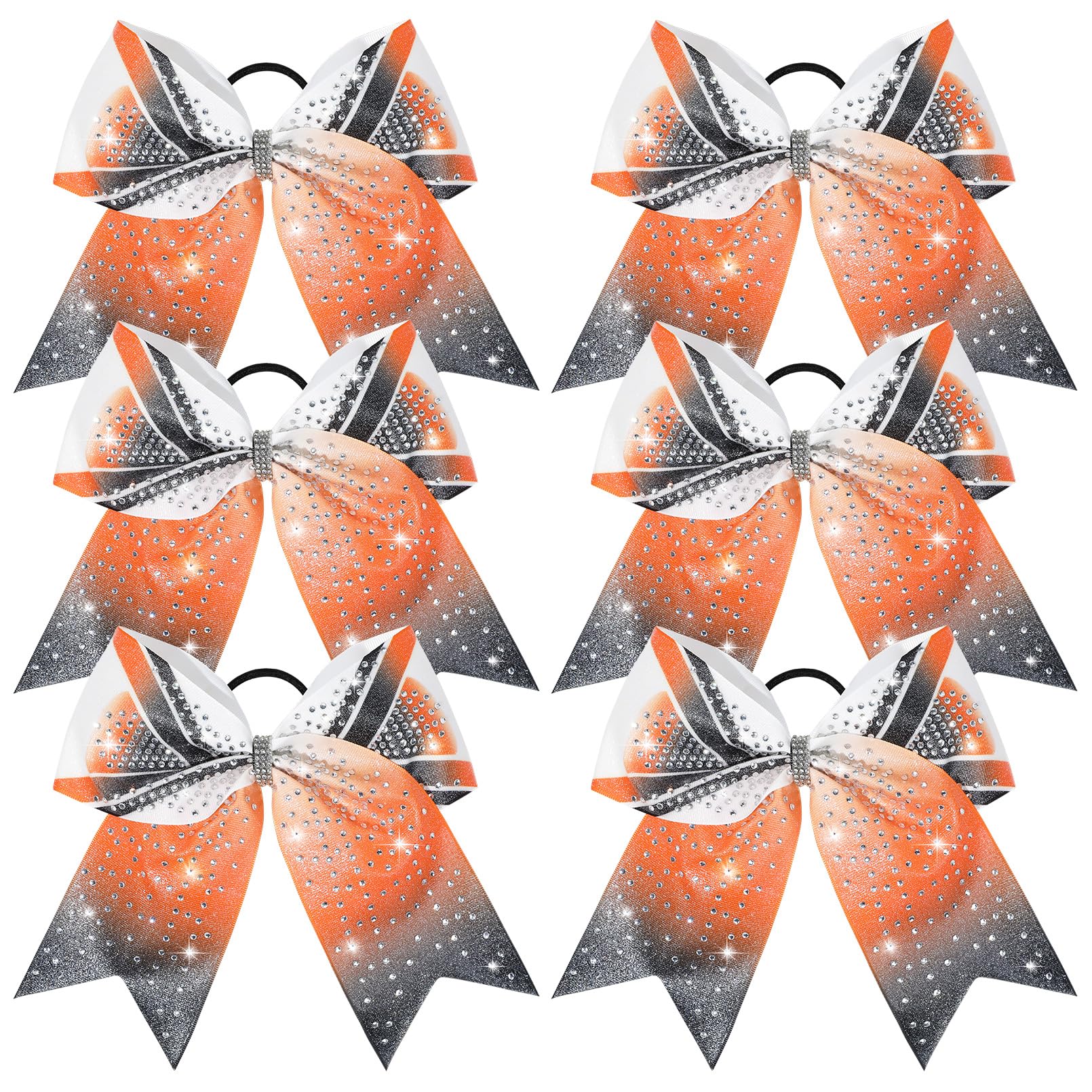 Amazon.com : DEEKA 6PCS 8" Large Glitter Cheer Bows Black and Orange ...