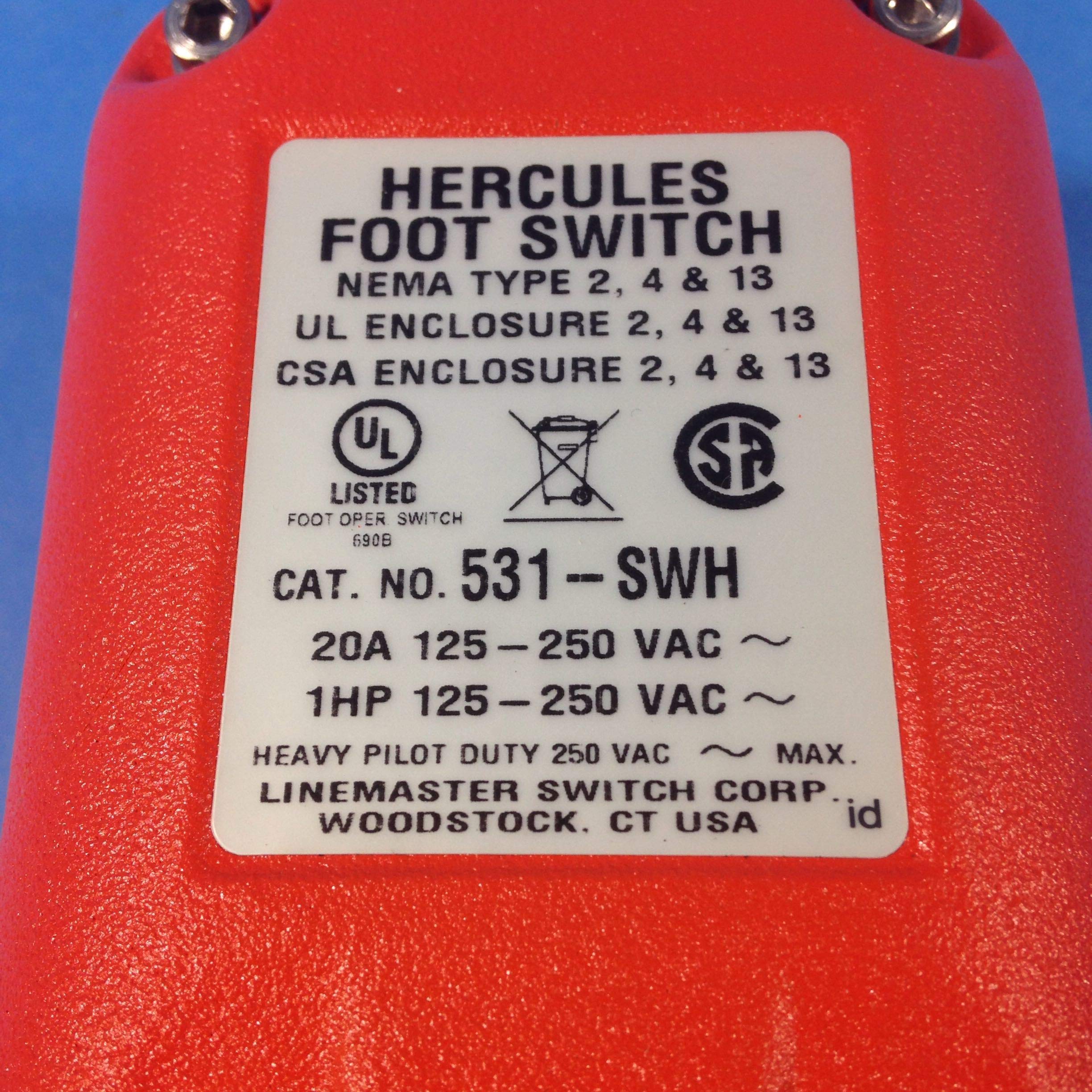 LINEMASTER 531-SWH HERCULES FOOT SWITCH SPDT 125/250V CAST