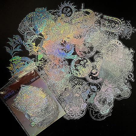 Amazon.com: Magic World Stickers, 100 Sheets Colorful Laser PET ...