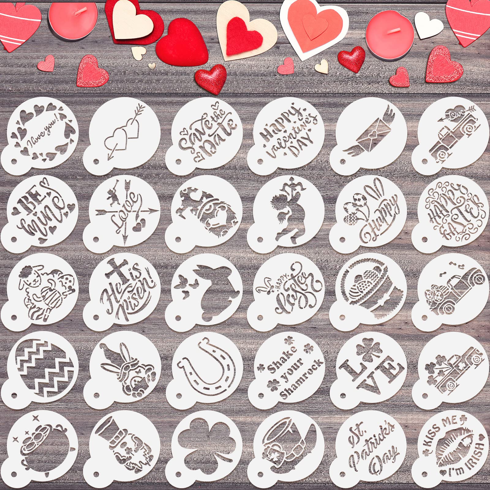 Bread Stencils 30-Pack Holiday Cookie Stencils - Easter, St. Patty's ...