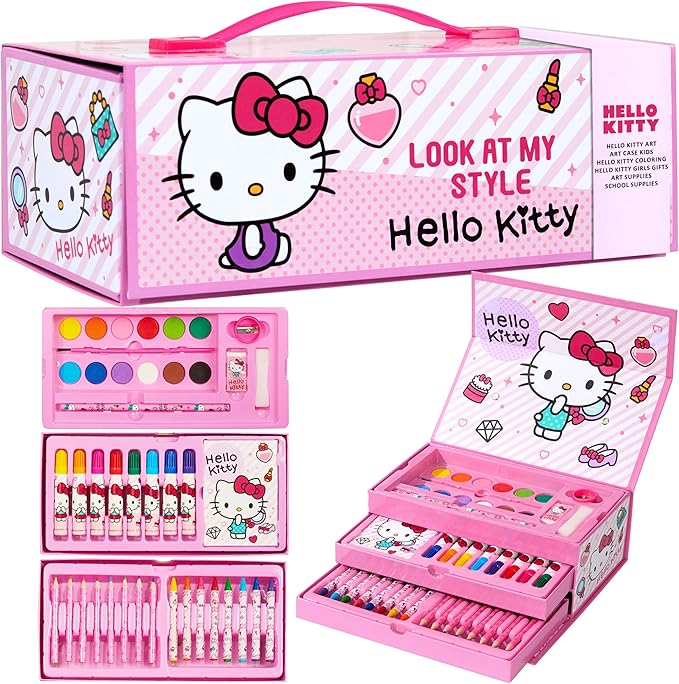 Amazon.com: Hello Kitty Colored Pencils Art Supplies Kids Drawing Kit ...