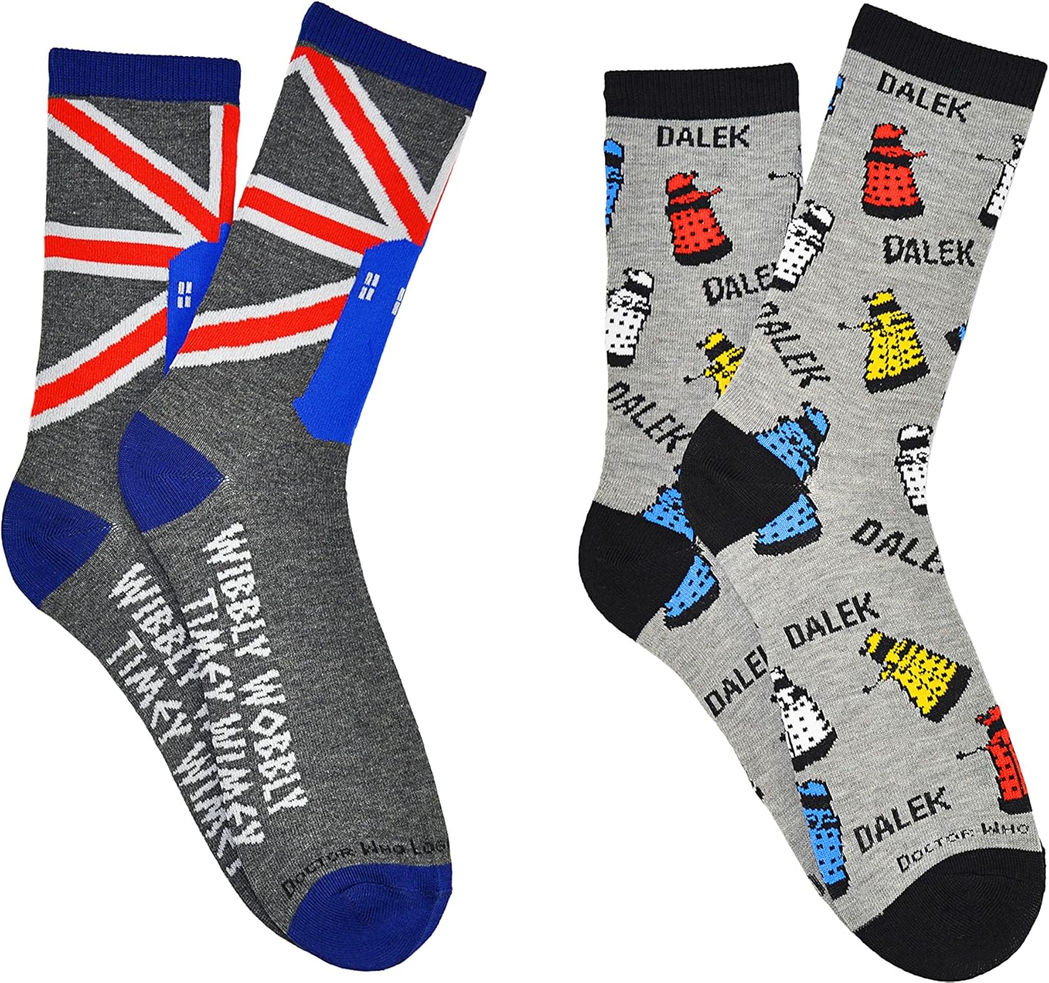Amazon.com: Everything Legwear Doctor Who Crew Socks (2 Pair Pack ...