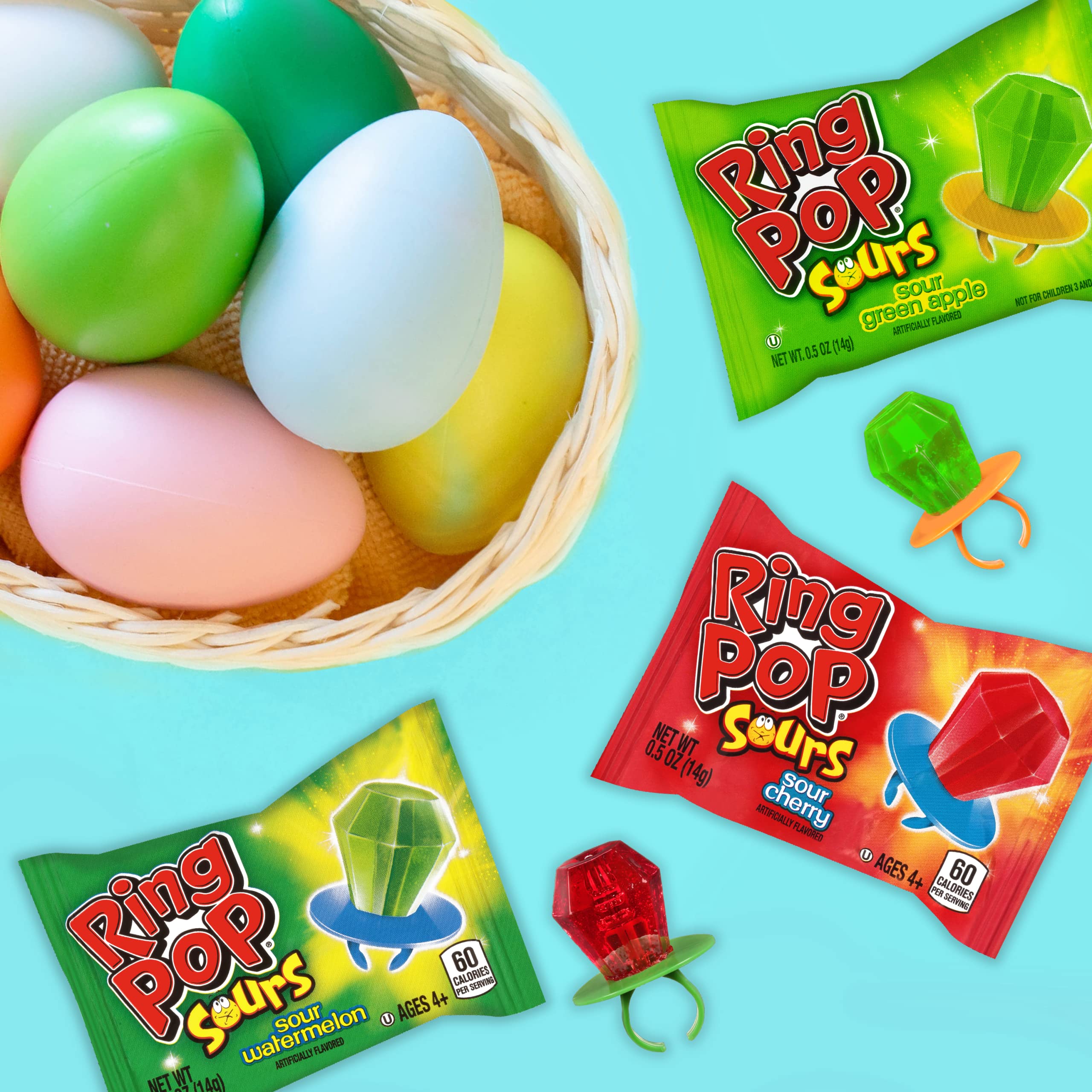 Ring Pop Sours Individually Wrapped Bulk 30 Count Sour Lollipops Easter ...