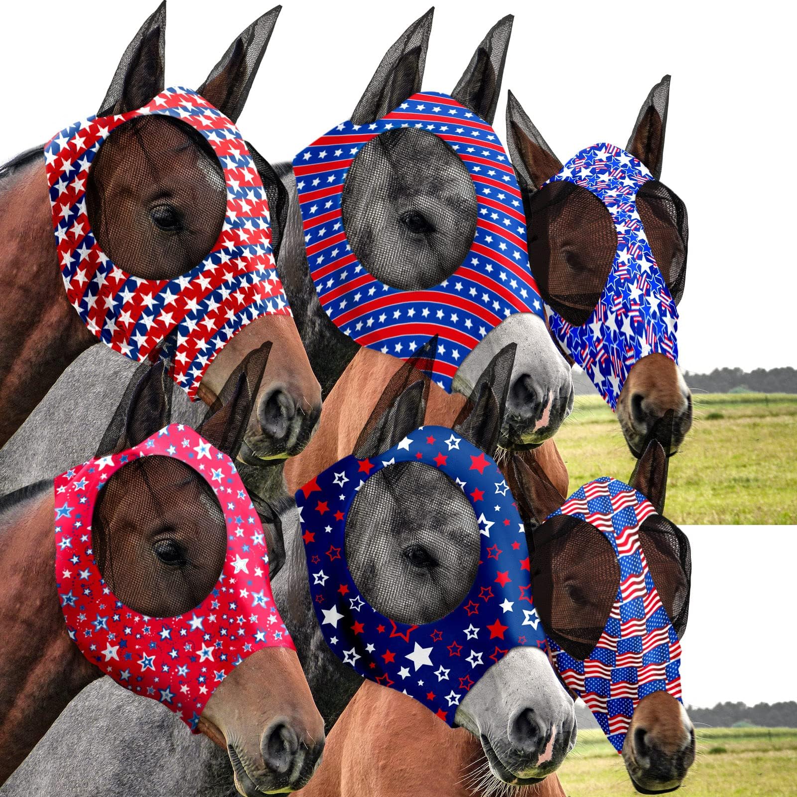 Amazon.com: 3 Pieces Horse Fly Mask Horse Mask with Ears Smooth and ...