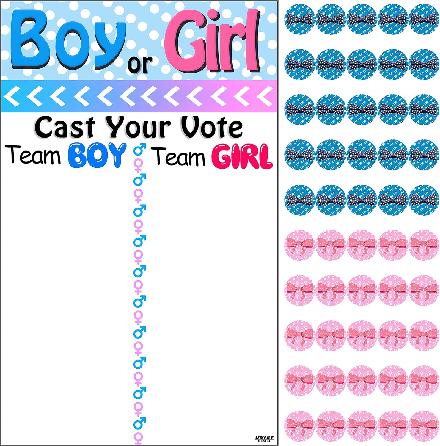 Amazon.com: Qyler Baby Shower Gender Reveal Voting Board Team Voting ...