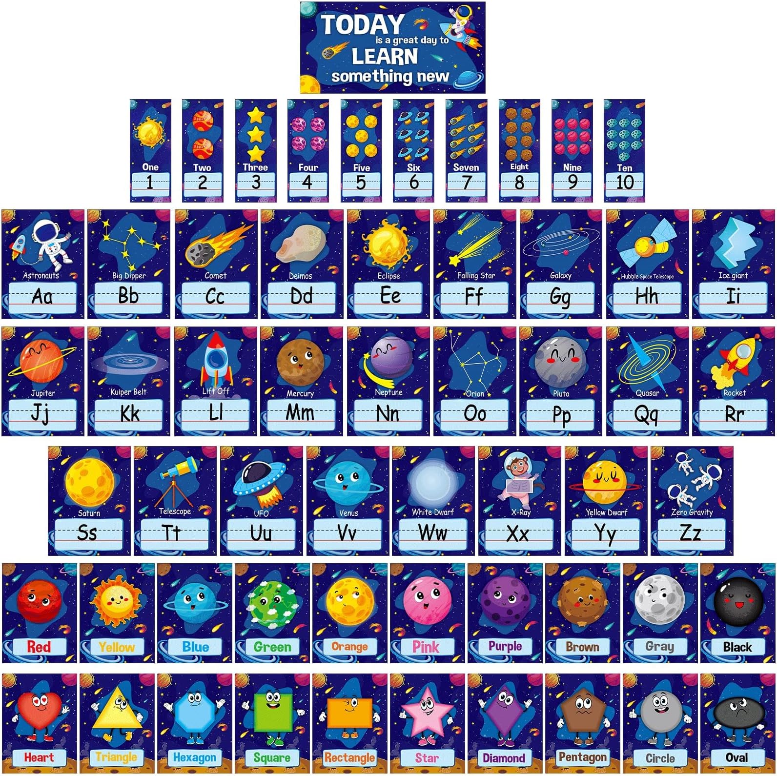 Amazon.com : Containlol 2 Pcs Space Happy Birthday Chart Posters 39 x ...