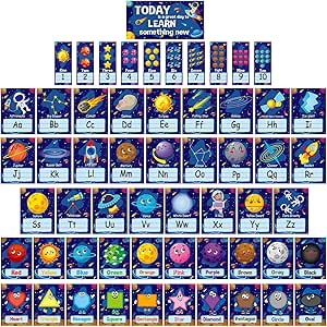 Amazon.com: 57PCS Outer Space Alphabet Number Bulletin Board Classroom ...