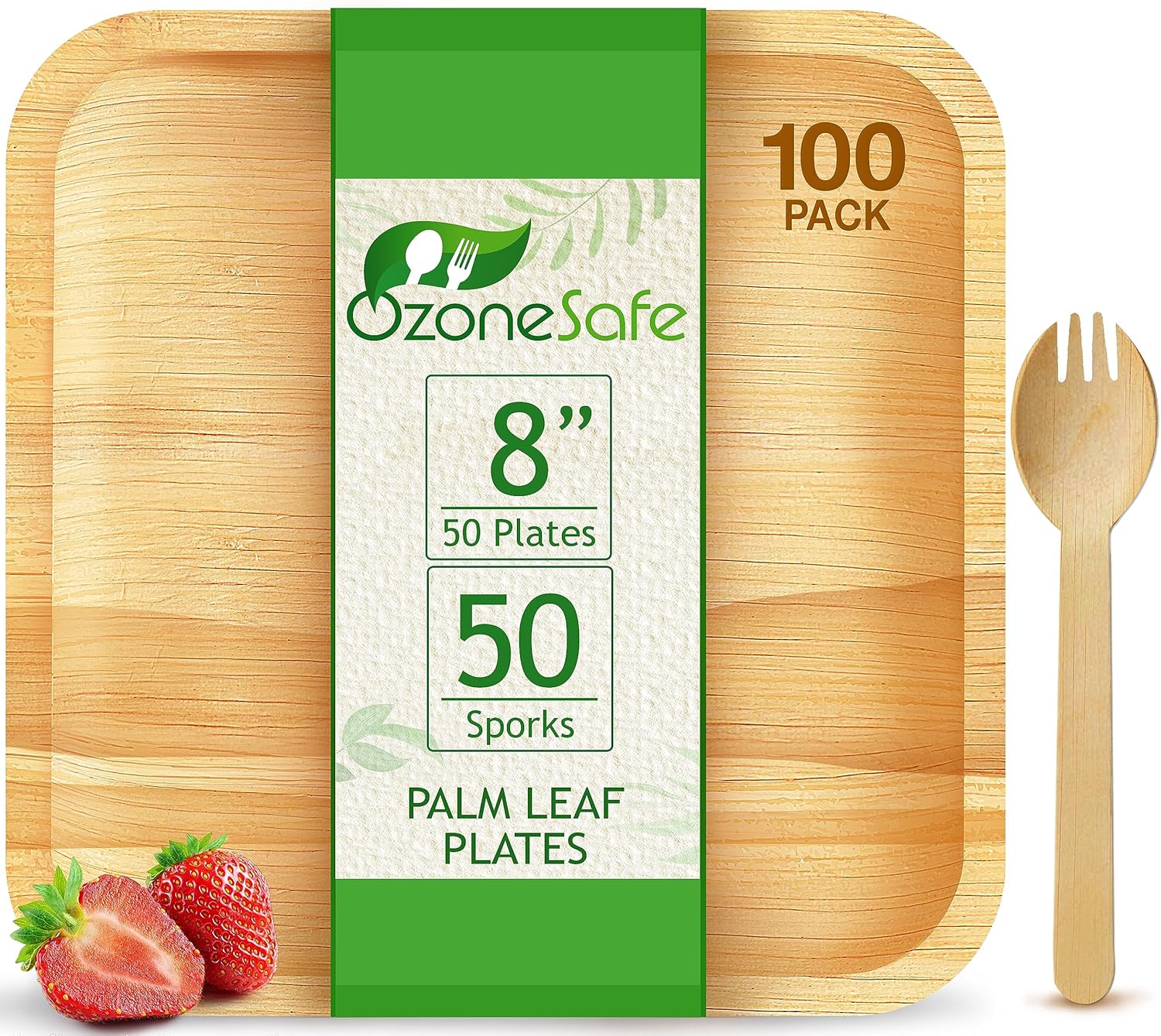 Amazon.com: Ozone Safe (100 pcs) Palm Leaf Plate Set – 50 X 8 inch ...