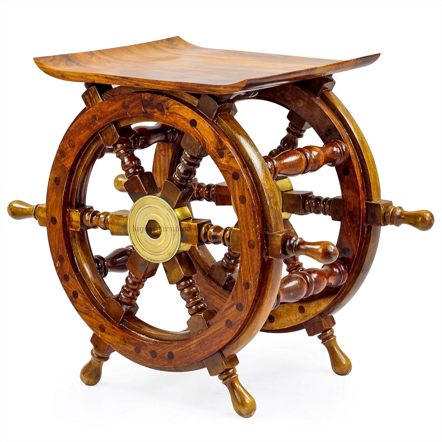 Amazon.com : Nagina International Wooden Hand Crafted Ship Wheel Table ...