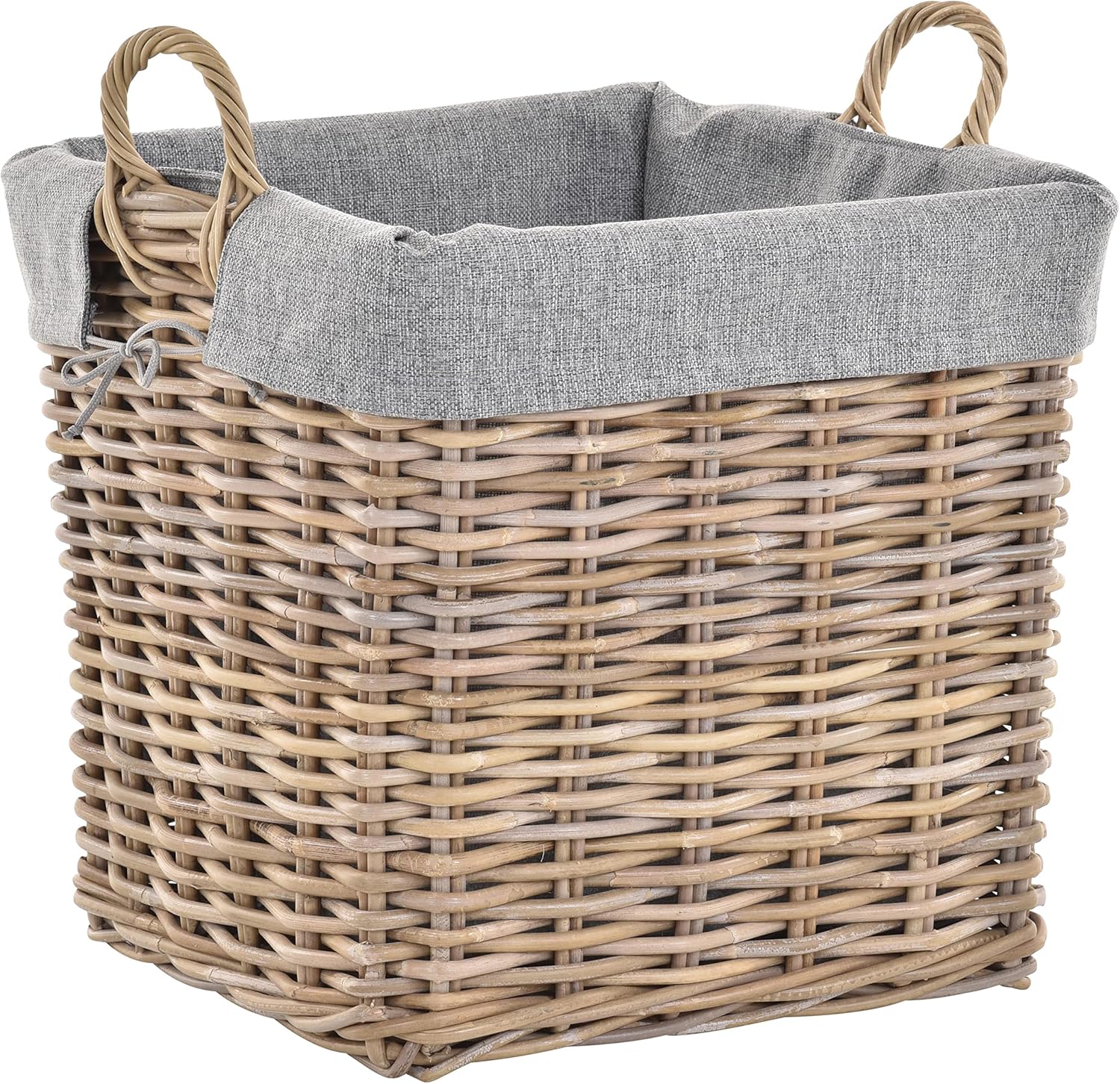 Großer Holzkorb Natur Rattan XL Korb mit Inlett Deko-Korb Kaminholz ...