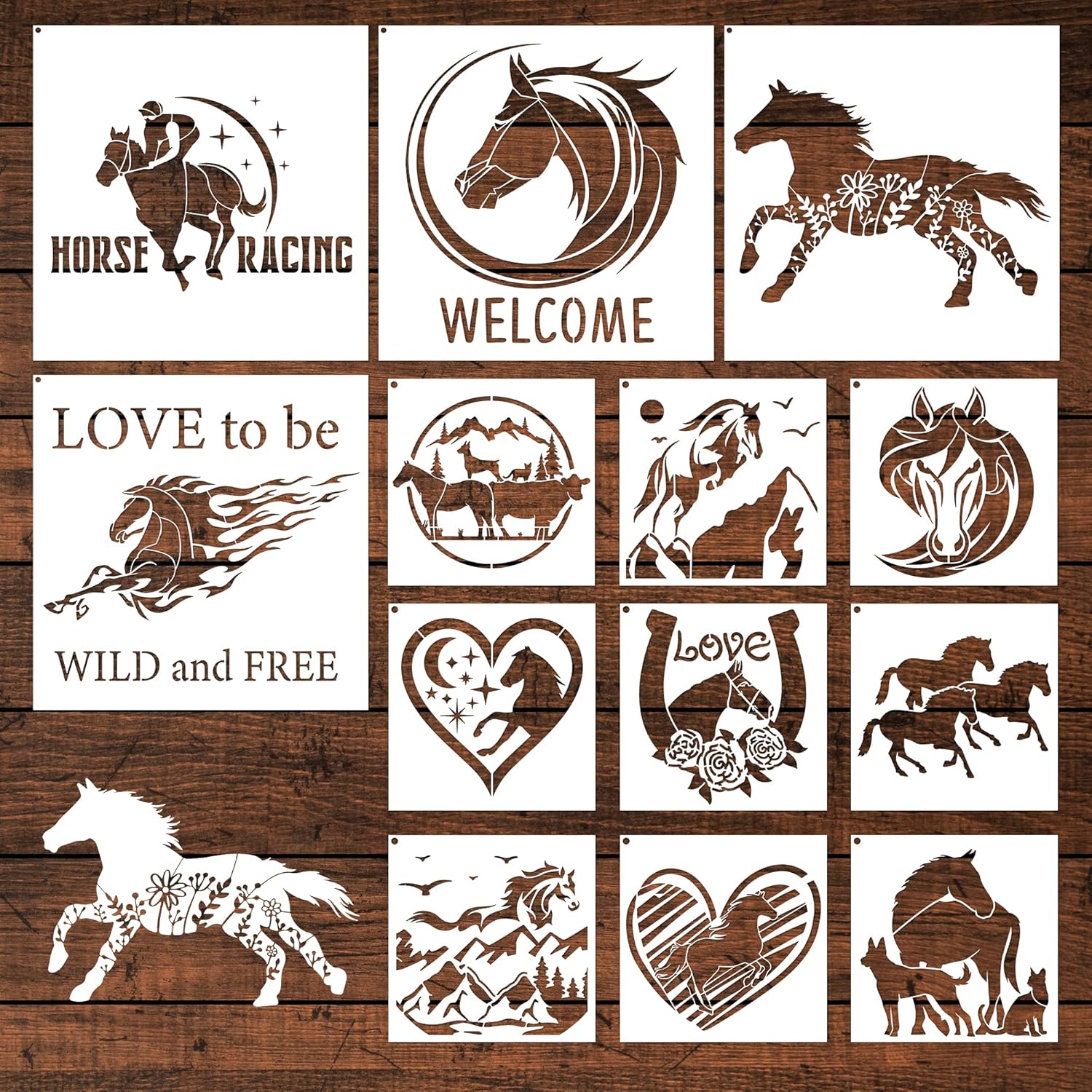 Amazon.com : Sitsink Horse Stencils for Painting - 13 Pcs Wild Animal ...