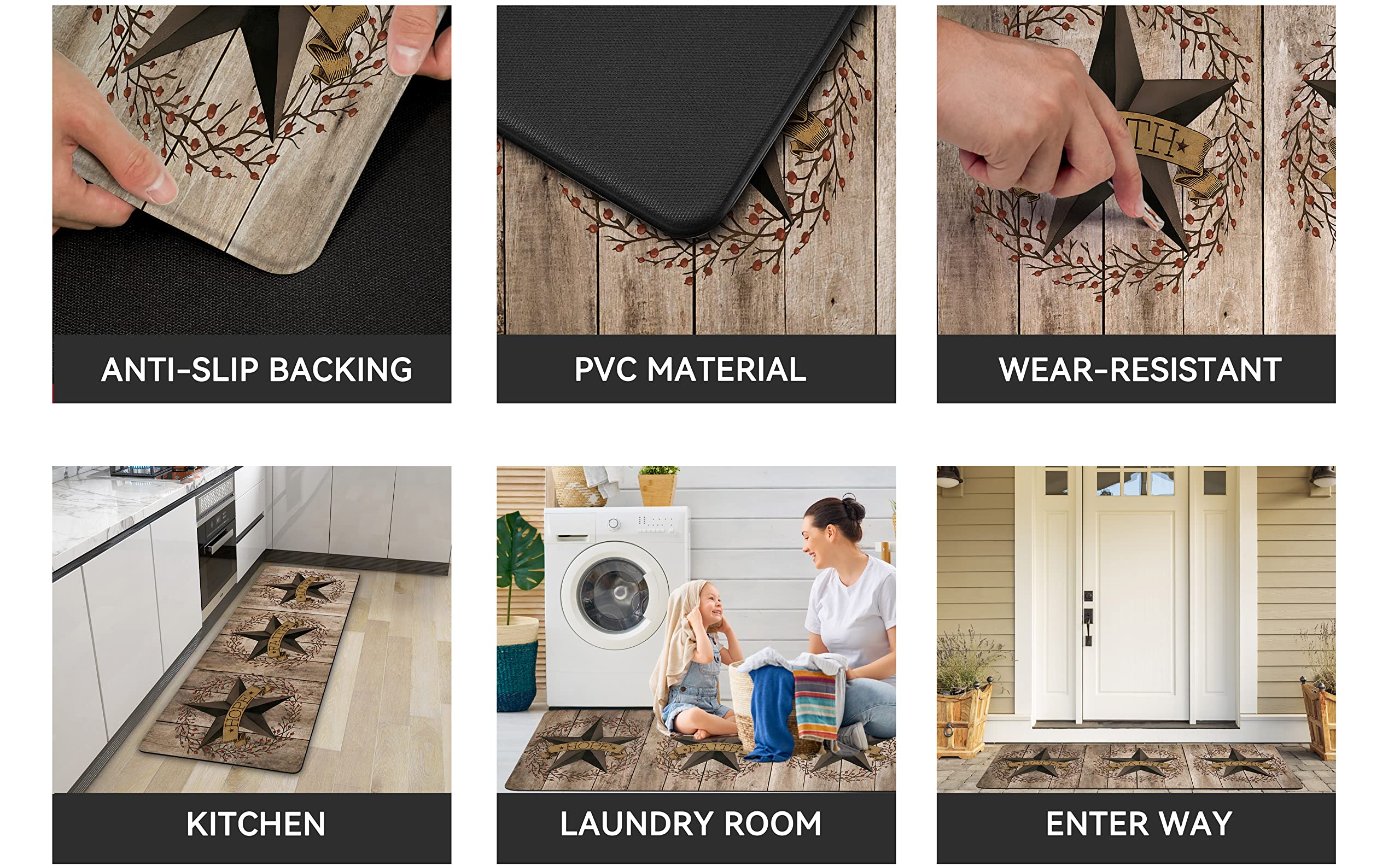 Western Rug Anti-Fatigue Kitchen Mat Set of 2 Western Kitchen Rugs ...