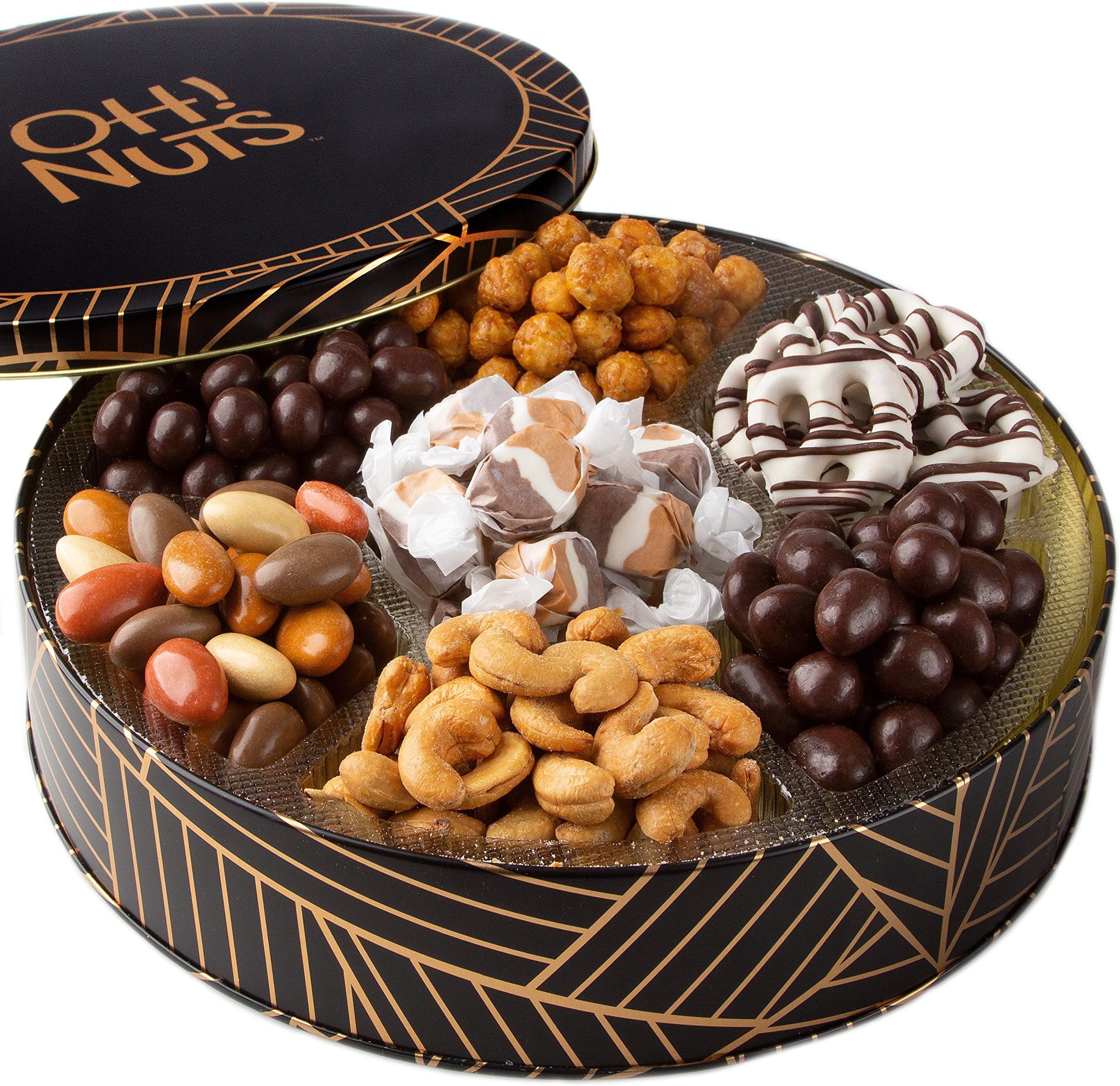 Amazon.com : Oh! Nuts Chocolate Gift Basket Christmas Tins Gift Box ...