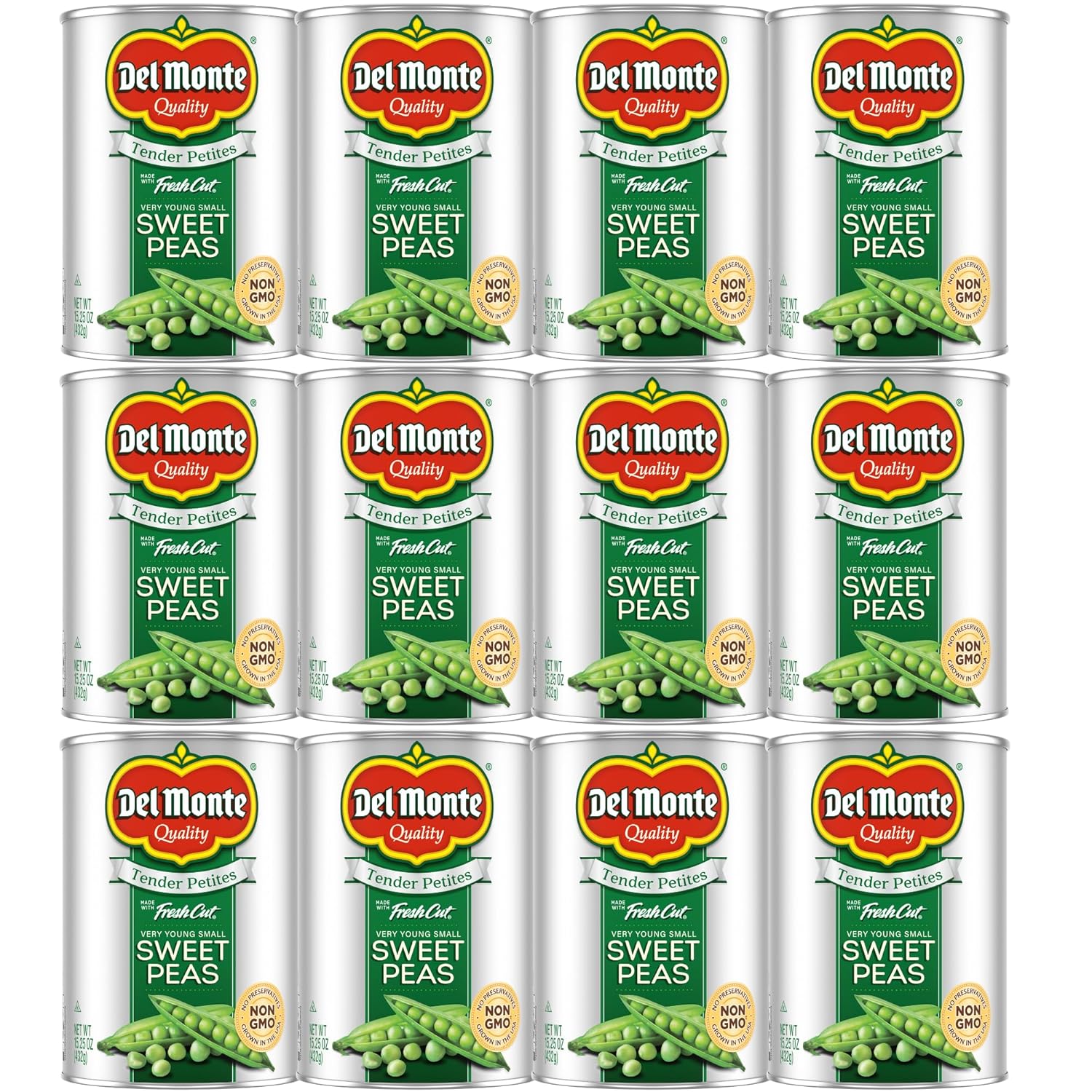 Amazon.com: Del Monte Very Young Sweet Peas, No Added Salt, 12 Pack (15 ...
