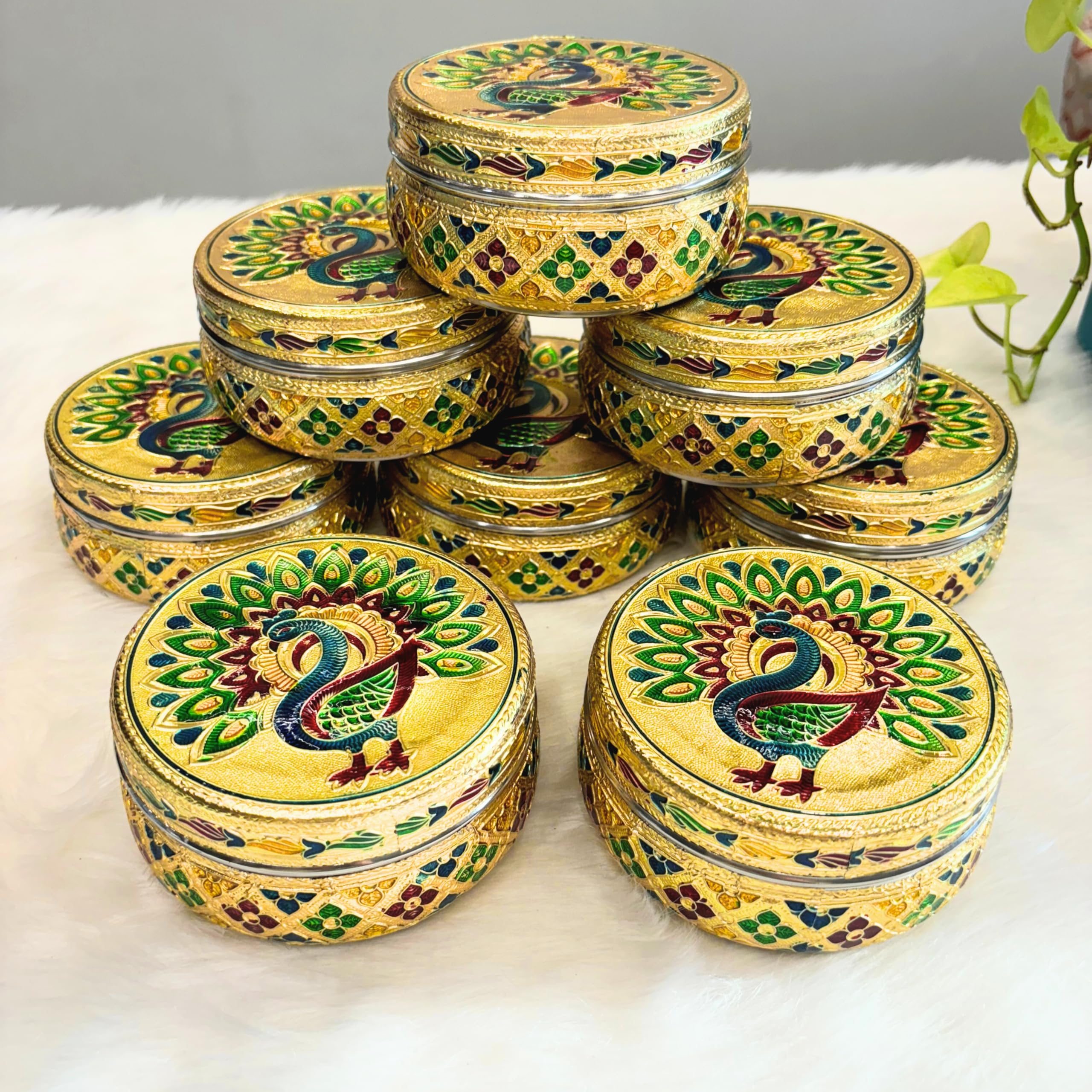 Buy NAVRANG Stainless Steel Container Box Meenakari Storage Box/Chapati ...