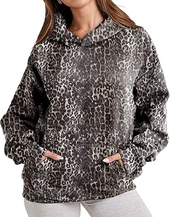Amazon.com: DURUNUL Leopard Print Hoodies Women Oversized Camo Printed ...