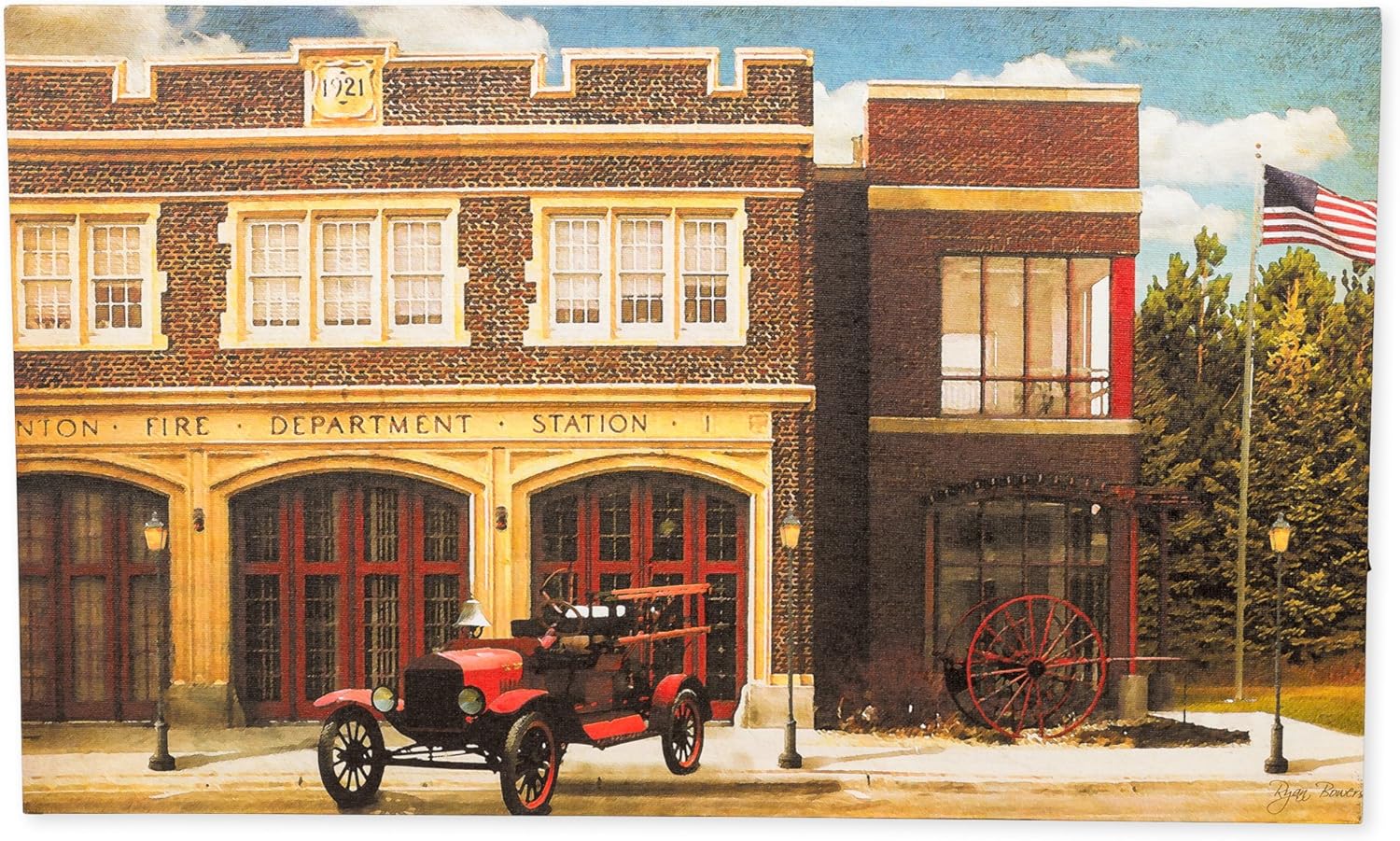 Amazon.com: Historical Fire station LED Light-up 12 x 20 inch Canvas ...