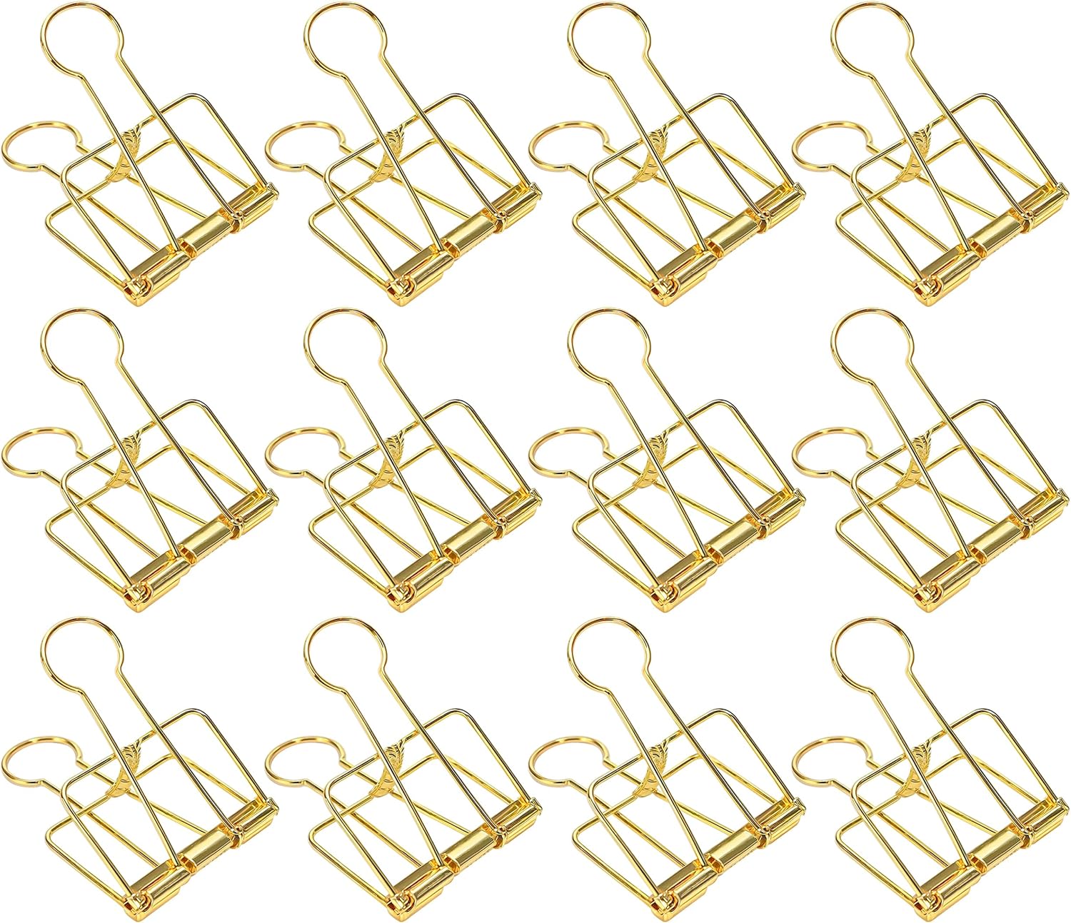 Amazon.com : 12 Pcs Gold Wire Binder Clips 2 inch Large Hollow Out Long ...