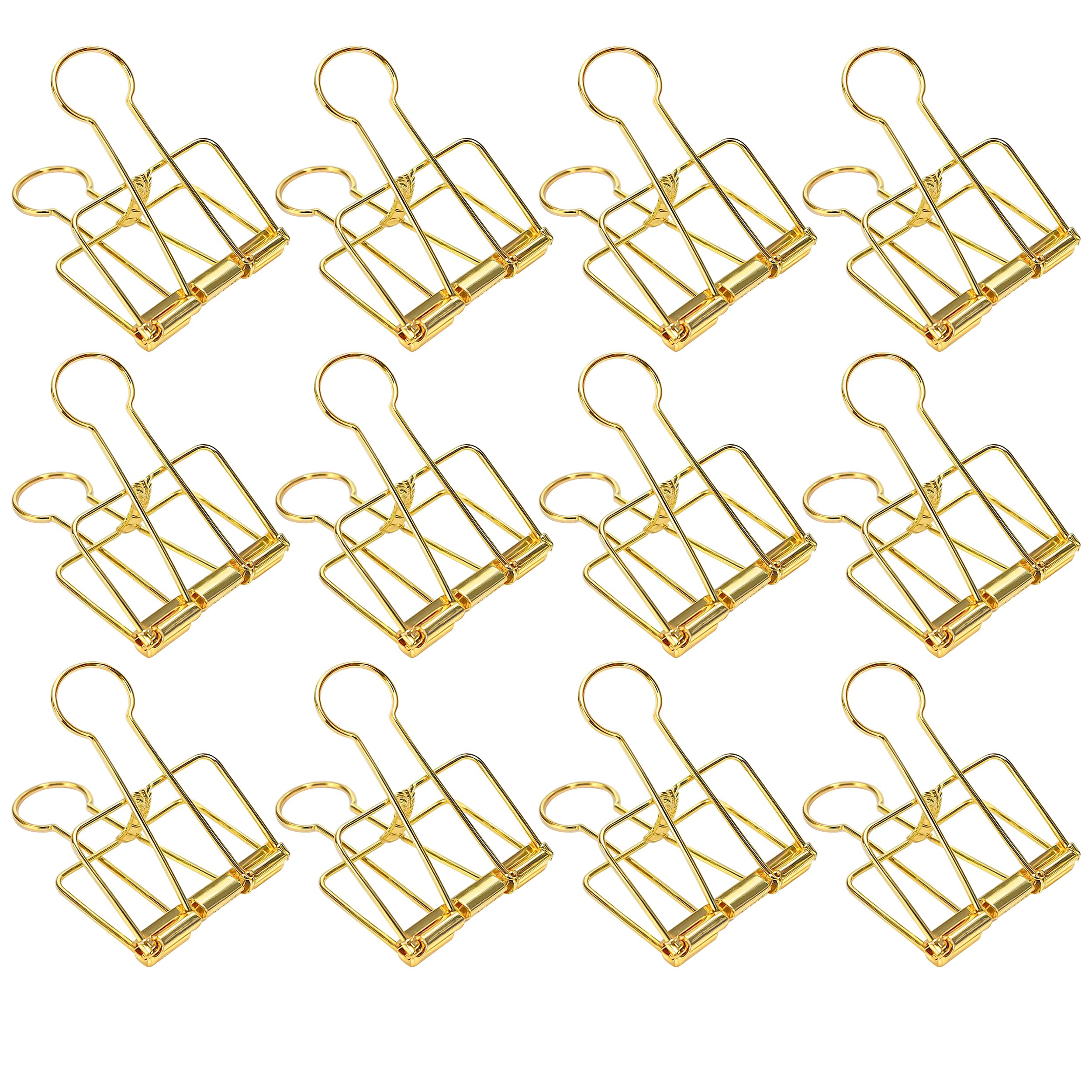 Amazon.com : 12 Pcs Gold Wire Binder Clips 2 inch Large Hollow Out Long ...