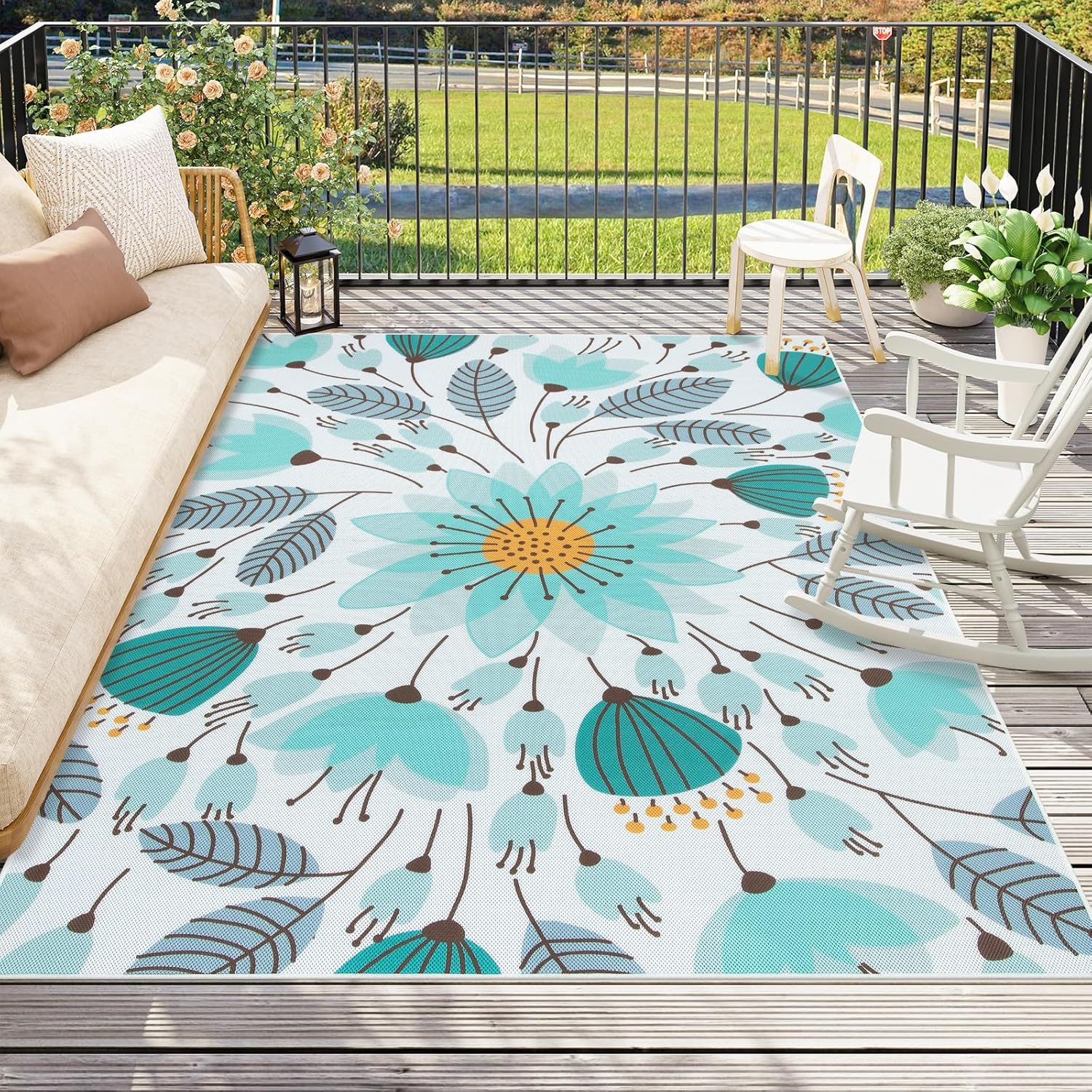 Amazon.com: Wonnitar Outdoor Rug 5x8, Indoor Outdoor Rugs for Patio ...