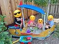 Amazon.com: KidKraft Wooden Pirate Sandbox with Canopy, Covered ...