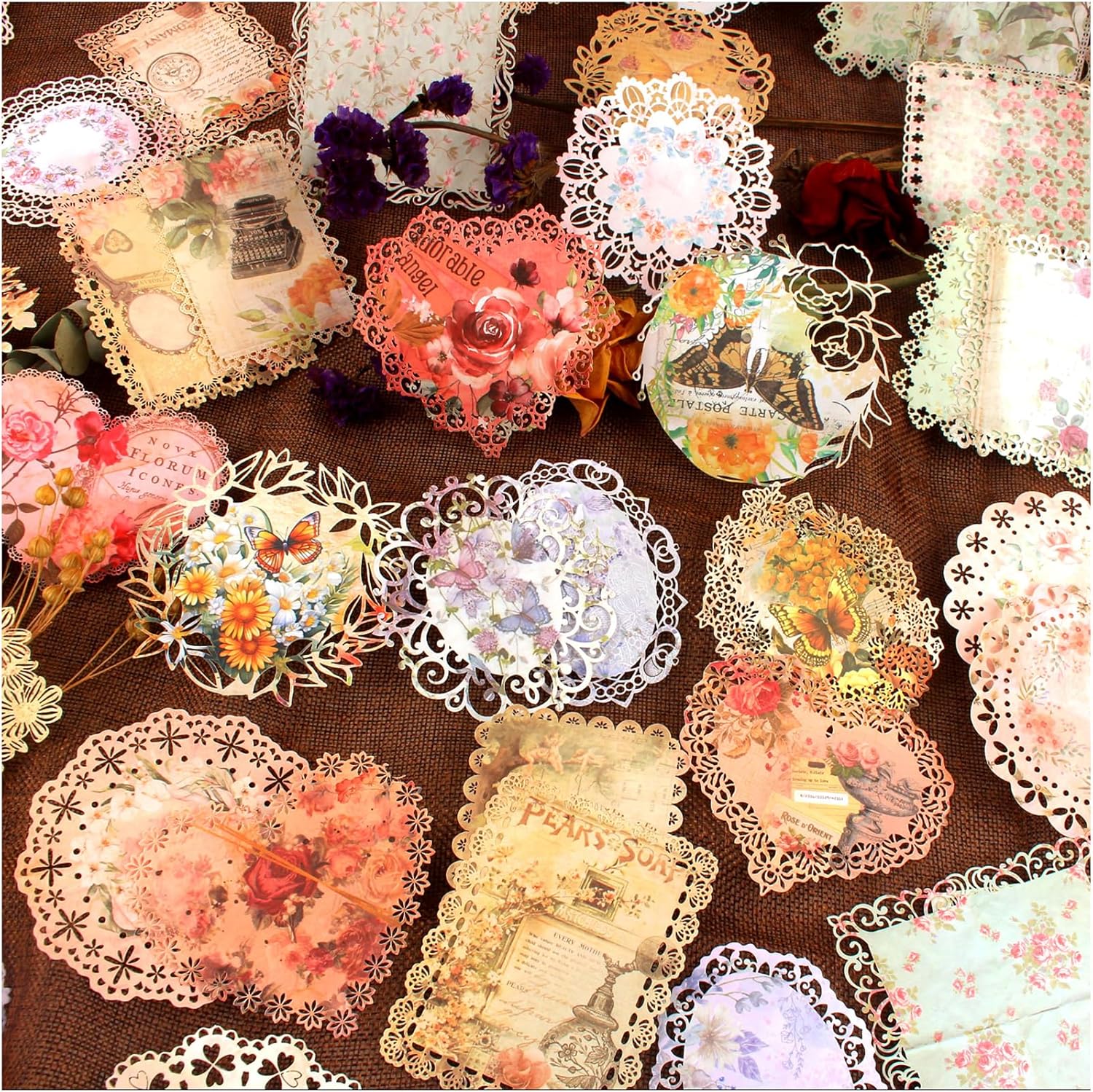Amazon.com: Diuhofart Antique Cutouts Lace Edge Scrapbook Paper, 60Pcs ...