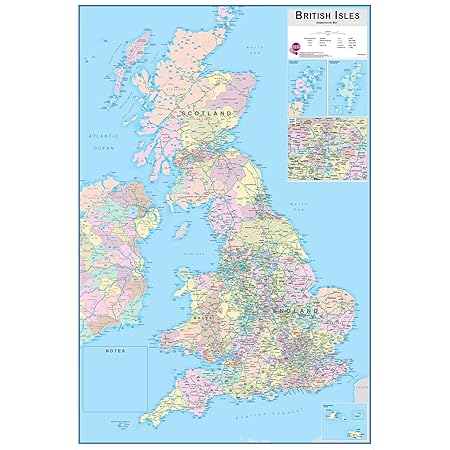 Large UK Wall Map - A0 Paper Laminated UK Physical [GA] : Amazon.co.uk ...