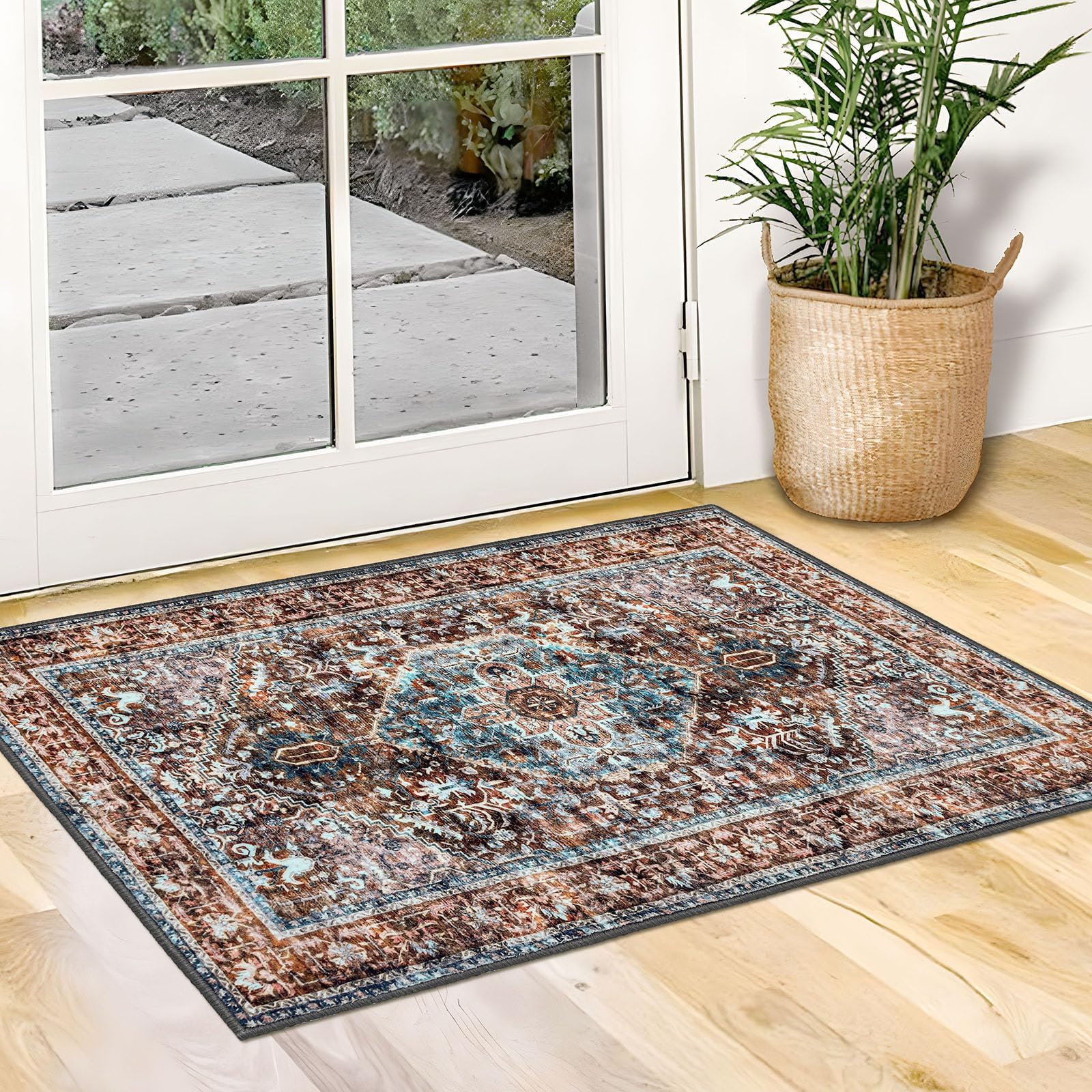 Amazon.com: KOZYFLY Boho Entry Rugs 2'x 3'and Runner Rug 2'x 6' Blue ...