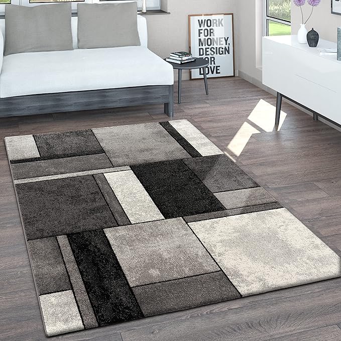 Amazon.com: Paco Home Area Rug Modern Geometric Pattern in Grey White ...