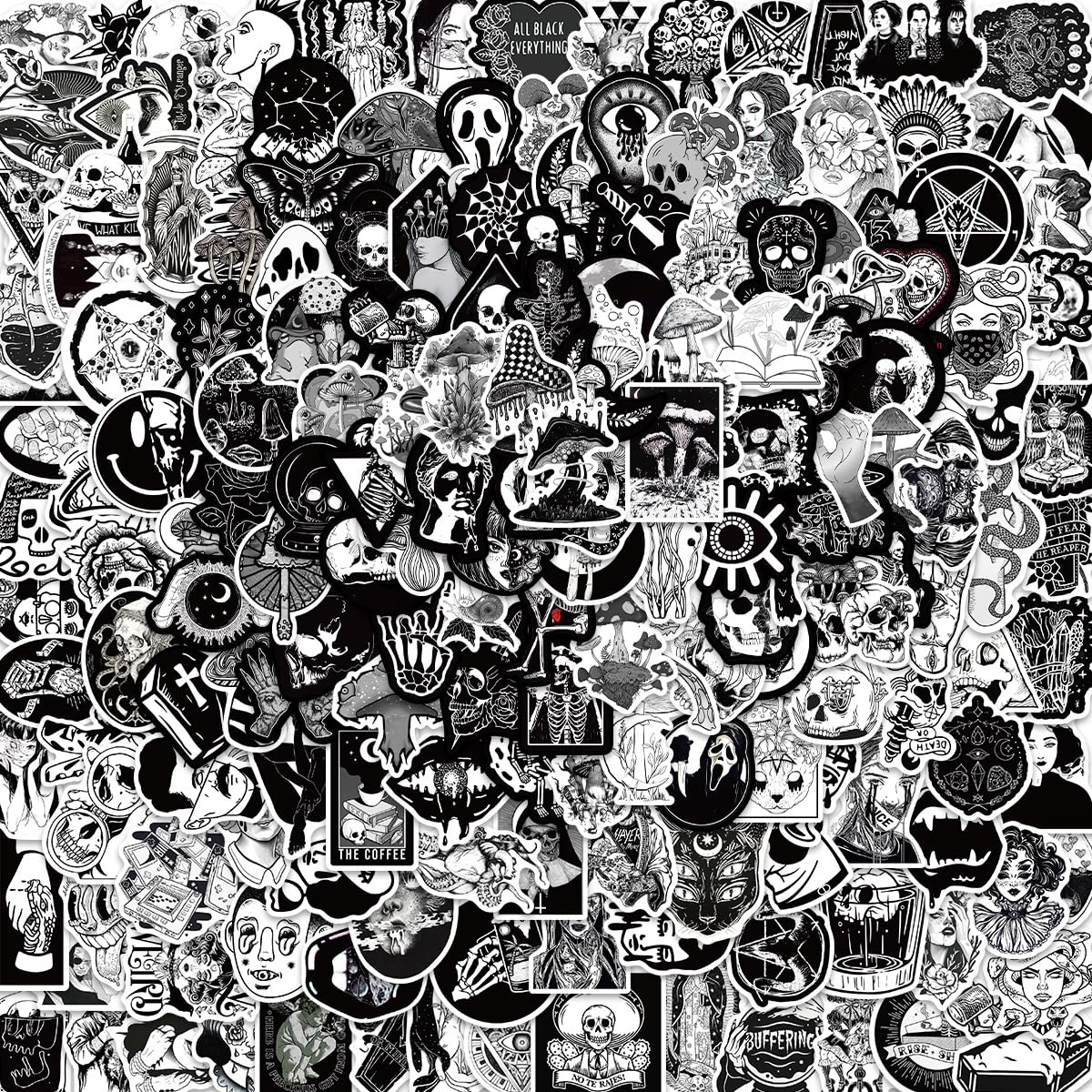 Black White Aesthetic Vinyl Decals 100 Gothic Sticker, Glitter ...