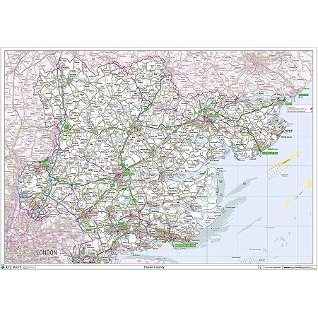 Essex - UK County Map Paper Laminated - 90 x 111 cm : Amazon.co.uk ...