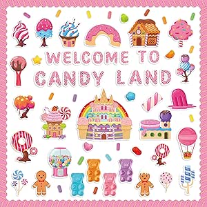 B1ykin 155Pcs Candyland Classroom Bulletin Board Decorations Set ...