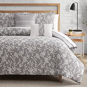 Amazon.com: Lucky Brand Fiora Floral Grey Comforter Set with Pillows ...