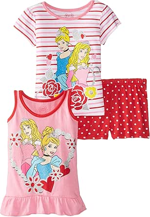 Amazon.com: Disney Little Girls' Princess 3 Piece Short Set, Pink, 2T ...